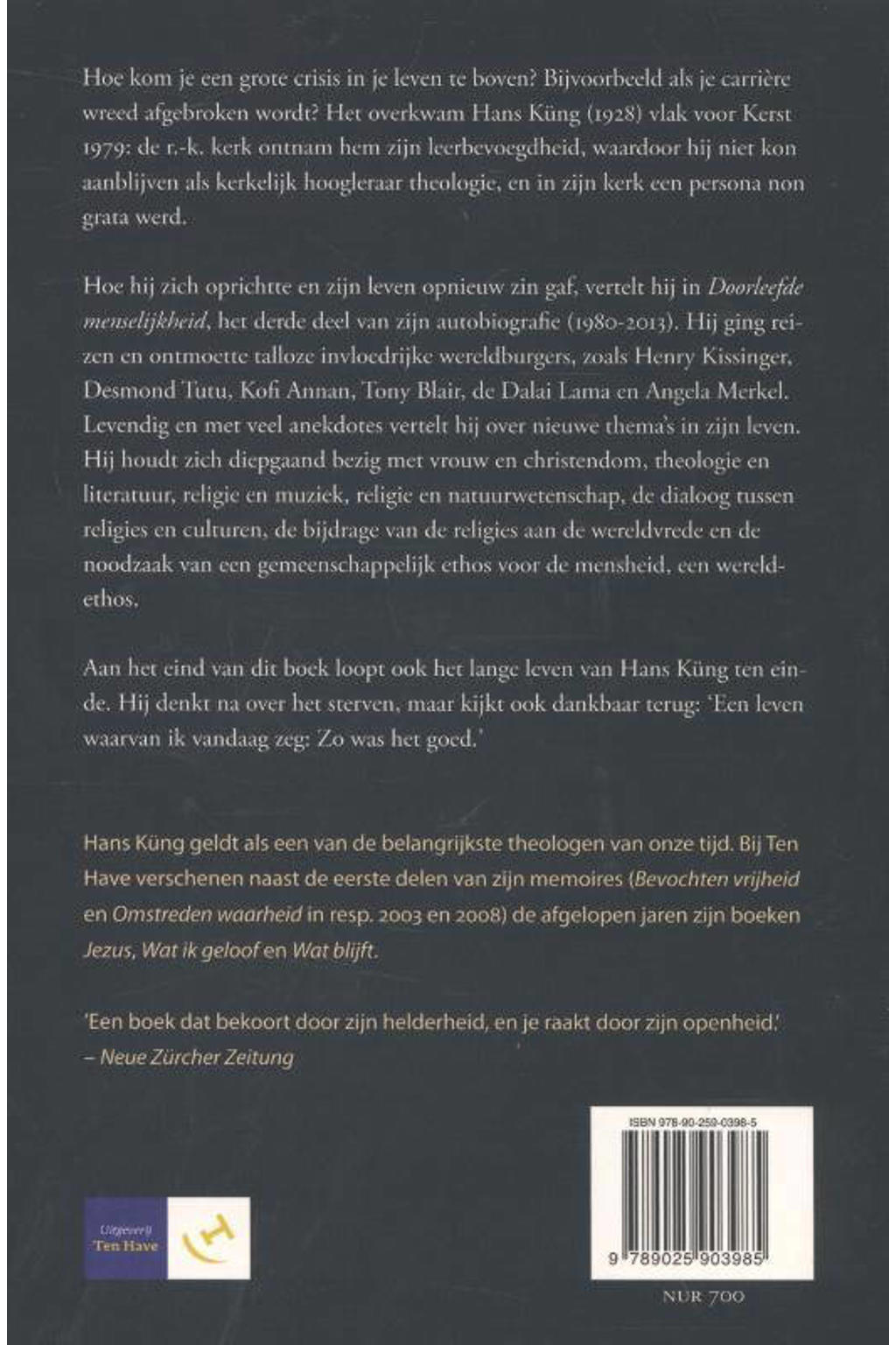 Hans Küng Doorleefde menselijkheid | wehkamp