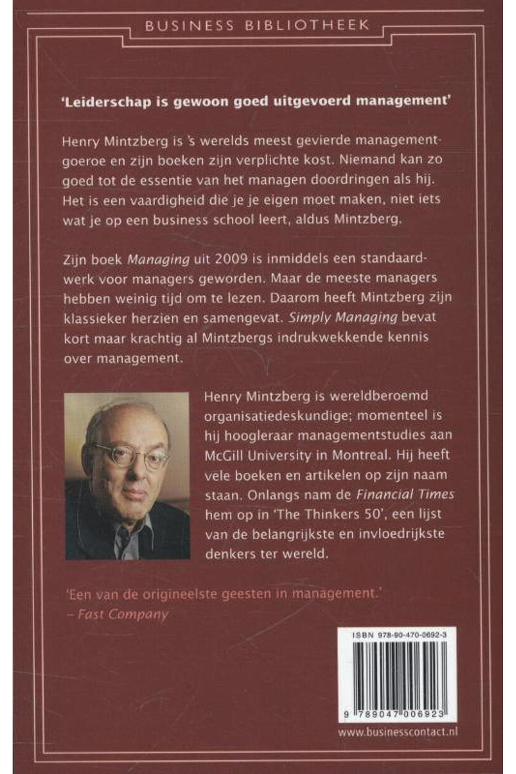 Henry Mintzberg Simply managing | wehkamp