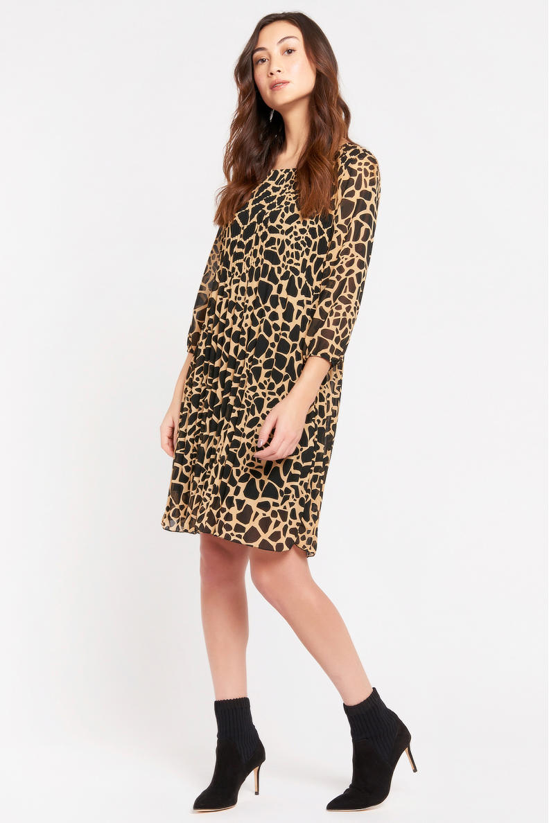 LOLALIZA jurk met all over print camel/zwart | wehkamp