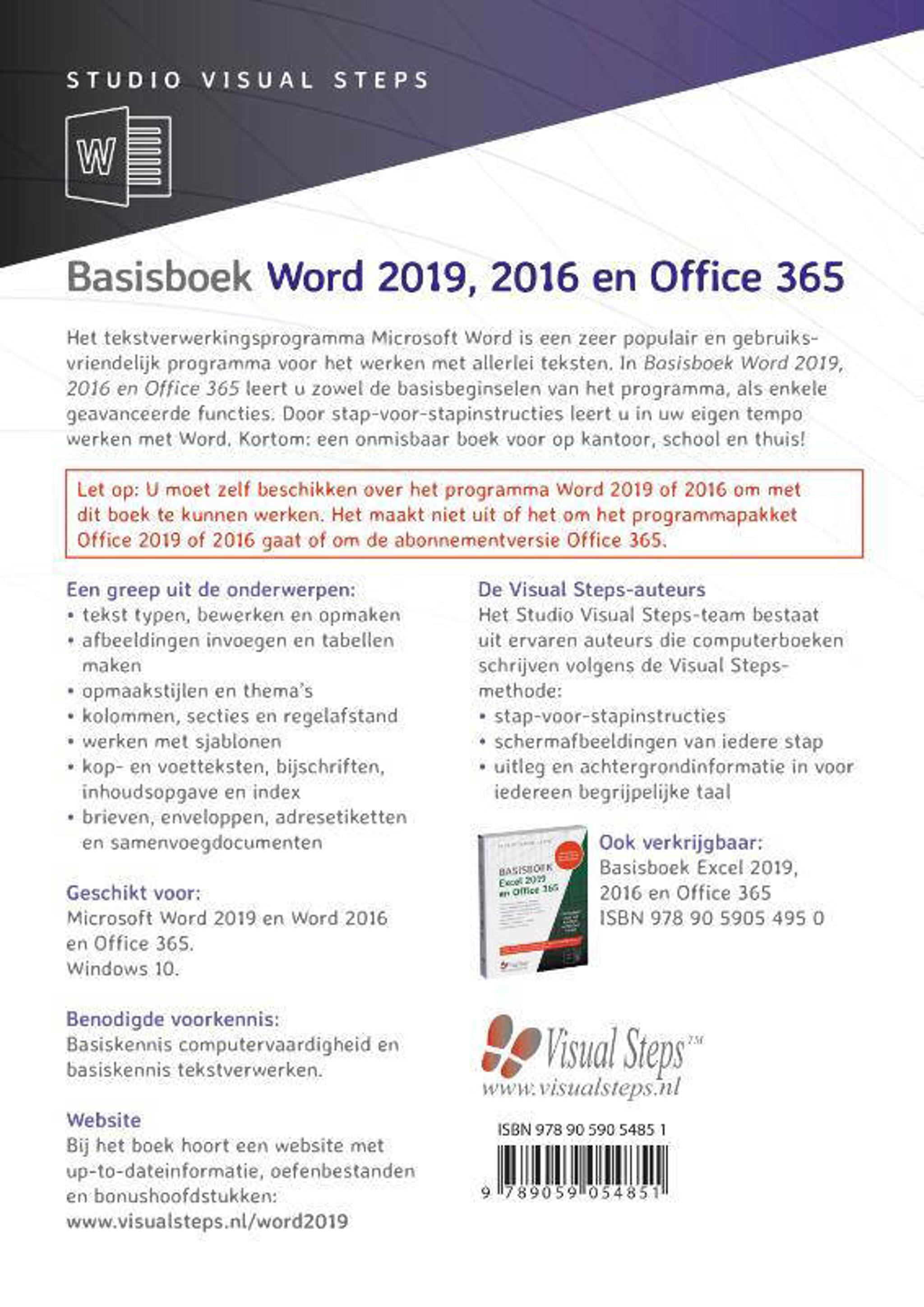 Studio Visual Steps Basisboek Word 2019, 2016 en Office 365 | wehkamp