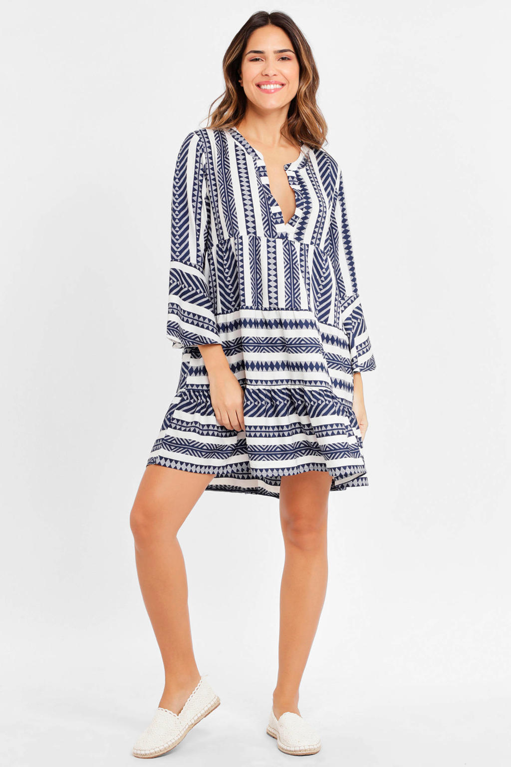 Venice Beach gestreepte strandtuniek donkerblauw/wit | wehkamp