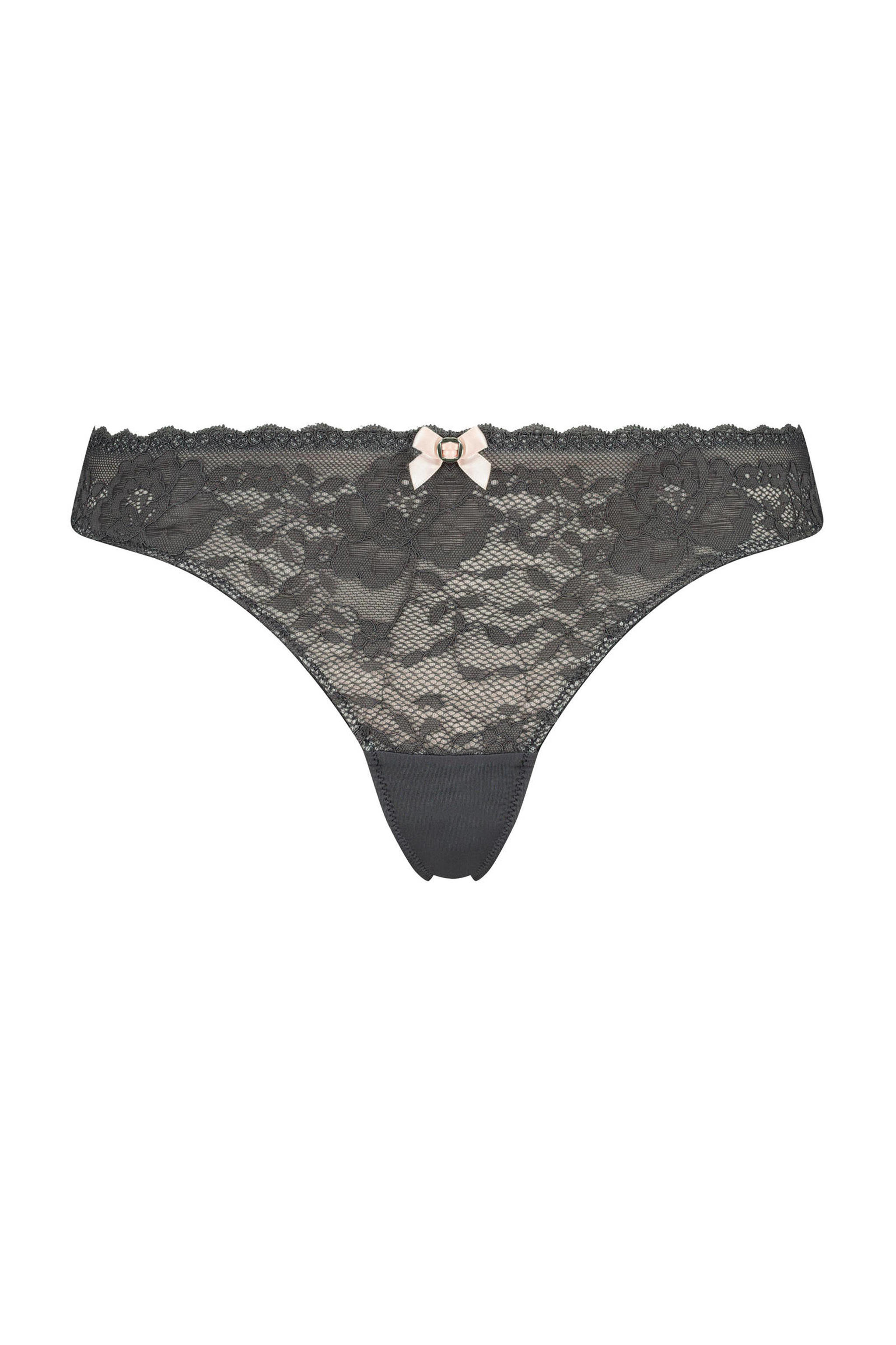 Hunkemöller string Theresa met kant grijs | wehkamp