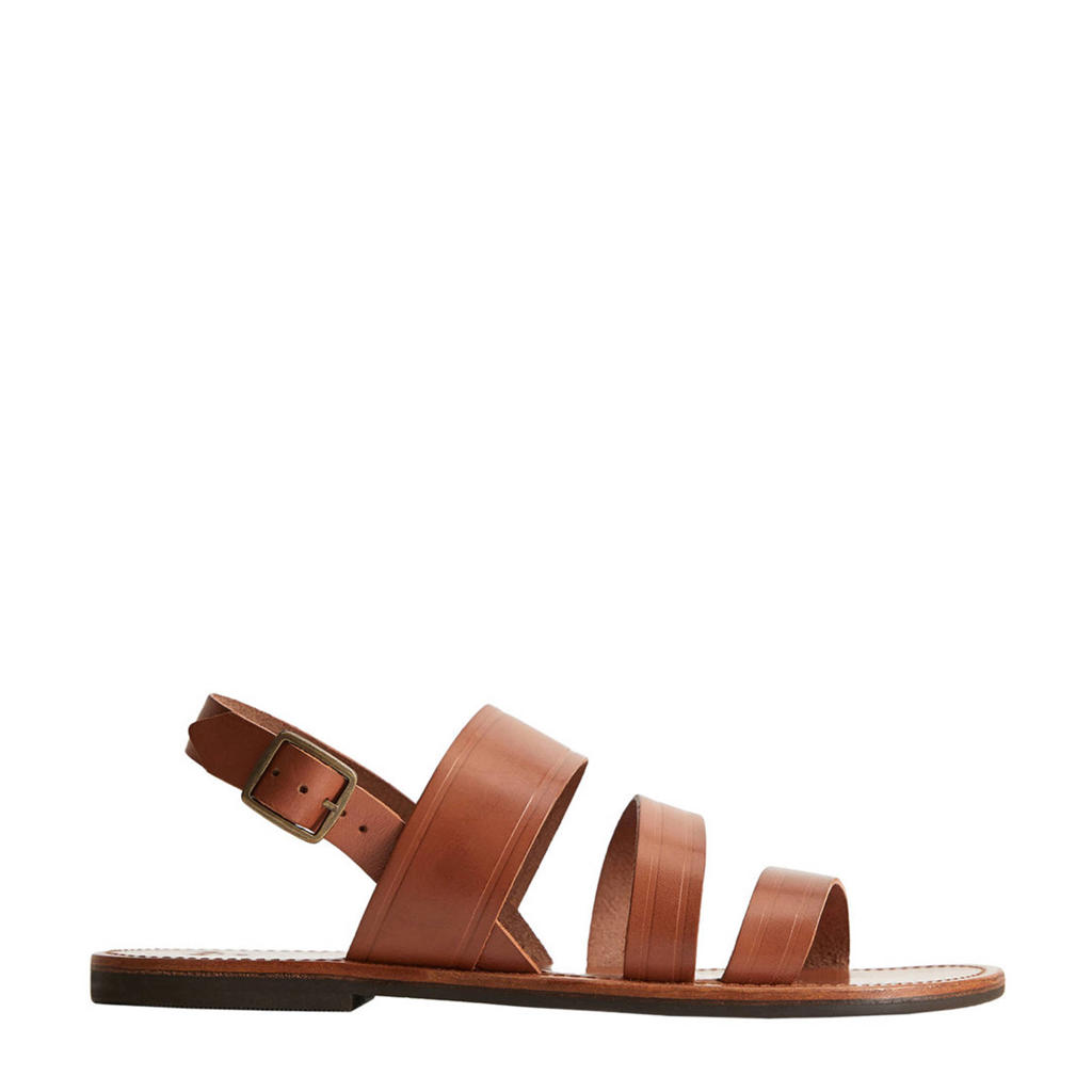 Mango Man leren sandalen cognac | wehkamp