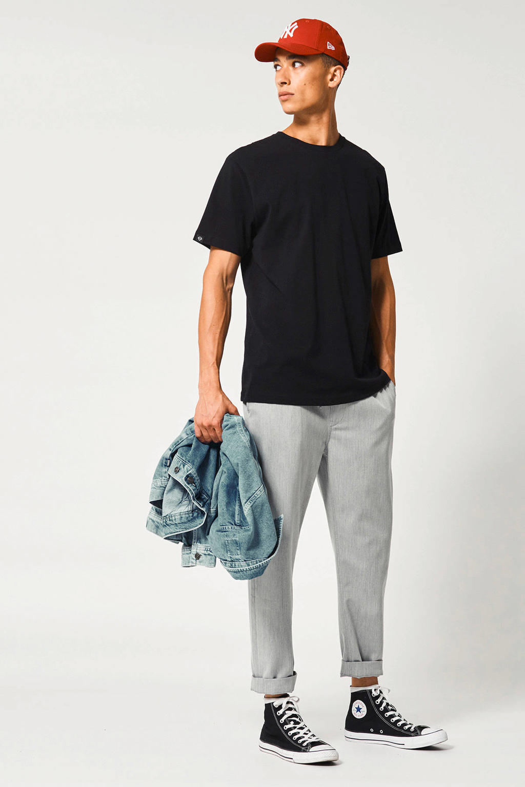 America Today slim fit chino grey mix | wehkamp