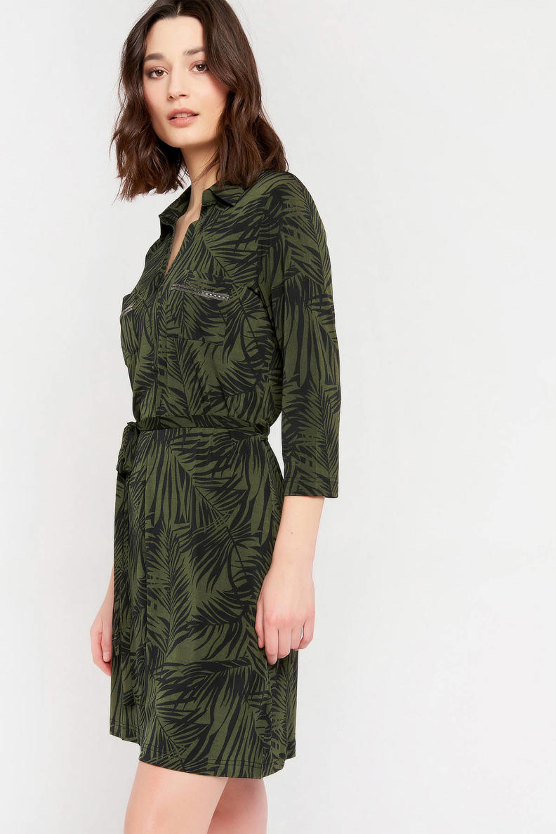 LOLALIZA A-lijn jurk met all over print en kraaltjes groen | wehkamp