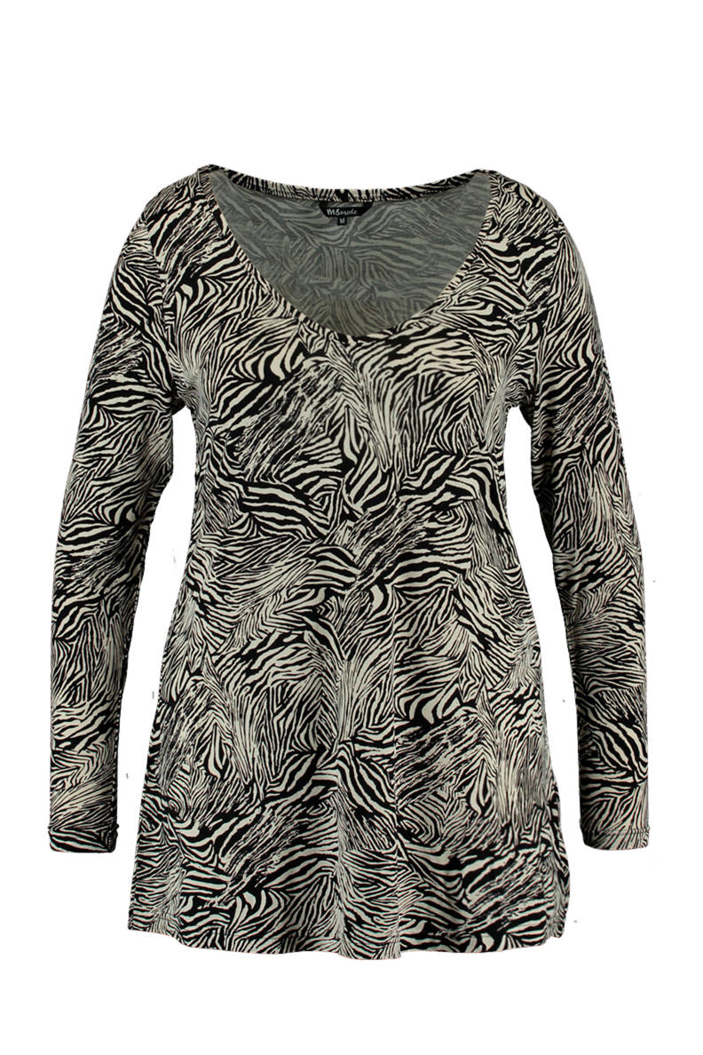 MS Mode top met all over print beige/zwart | wehkamp