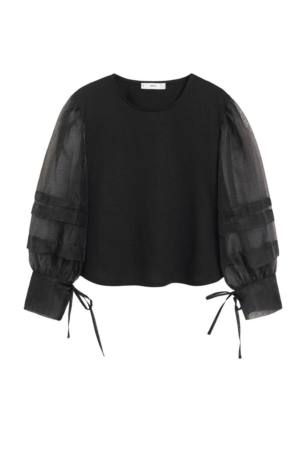 Mango top en mesh zwart | wehkamp