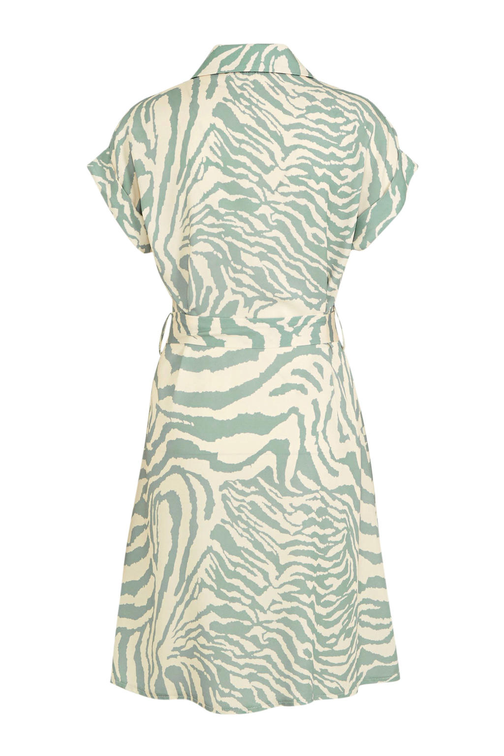 LOLALIZA jurk met zebraprint en ceintuur ecru/groen | wehkamp