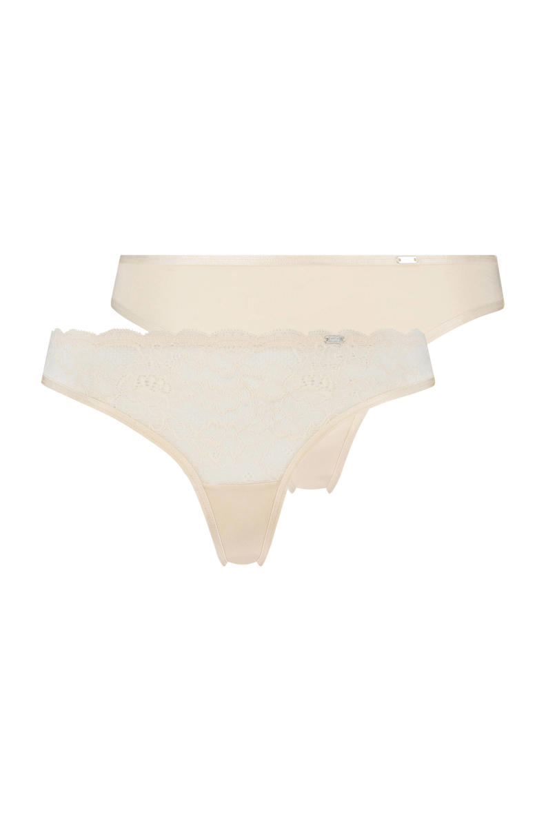 Hunkemöller string Angie met kant (set van 2) lichtroze | wehkamp