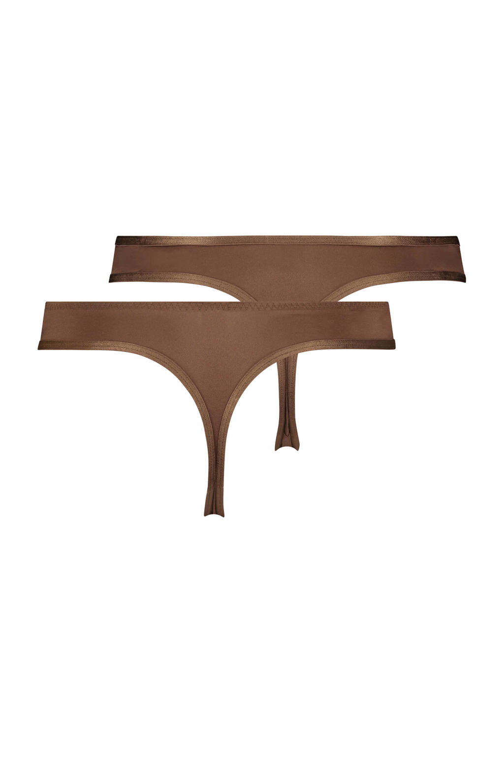 Hunkemöller string Angie met kant (set van 2) bruin | wehkamp