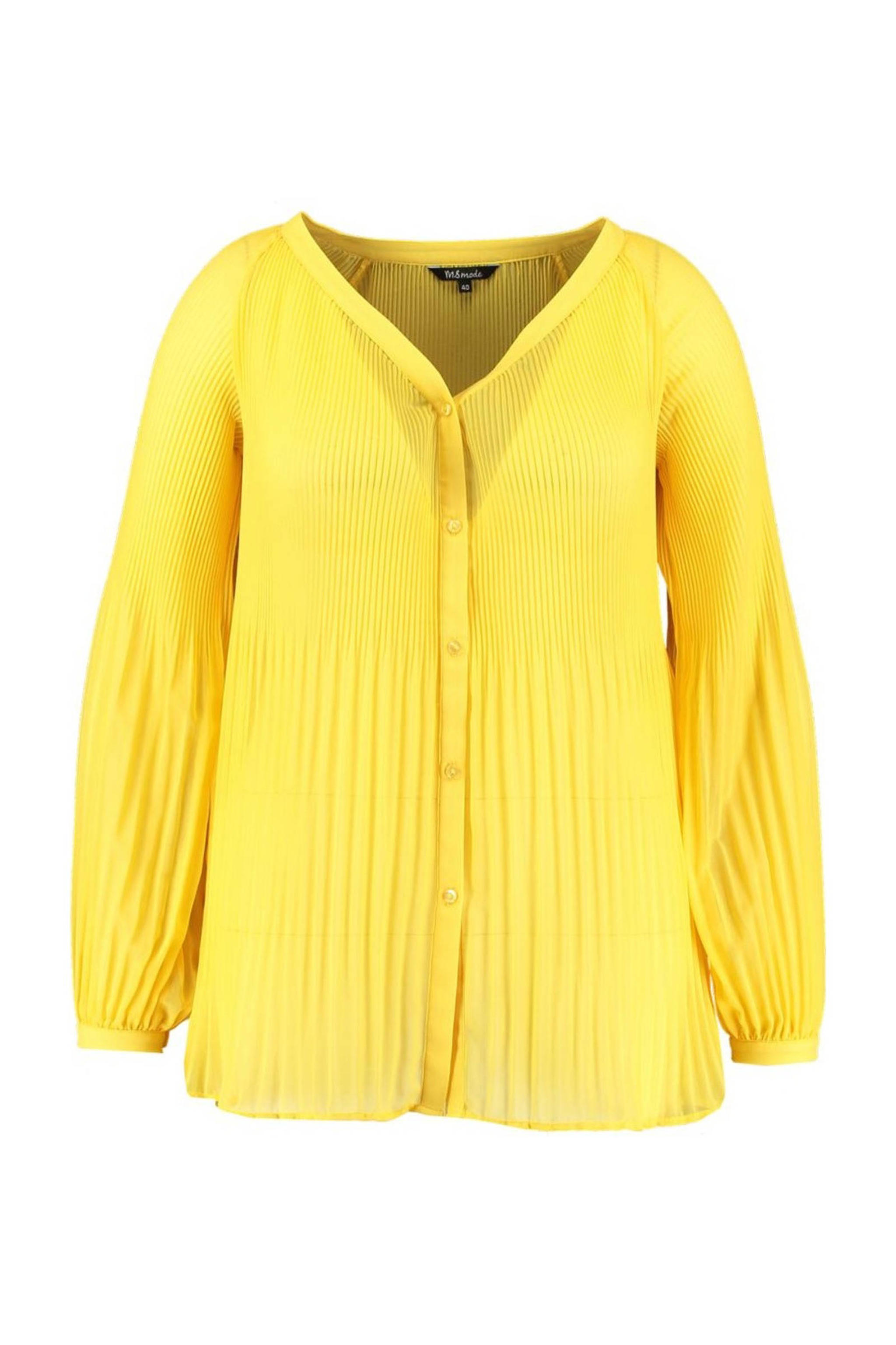 MS Mode semi-transparante blouse geel | wehkamp