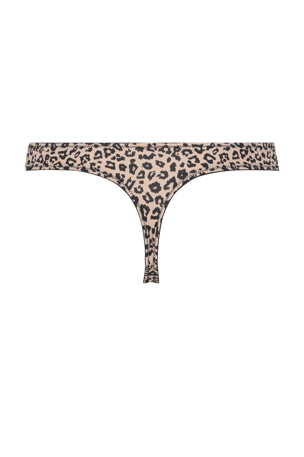 Hunkemöller string Giselle met panterprint lichtbeige/zwart | wehkamp