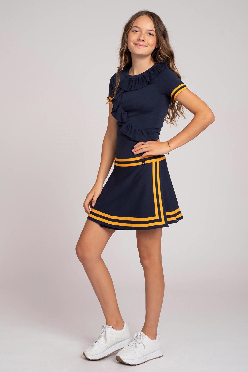 NIK&NIK top Abigail met volant blauw/warm geel | wehkamp