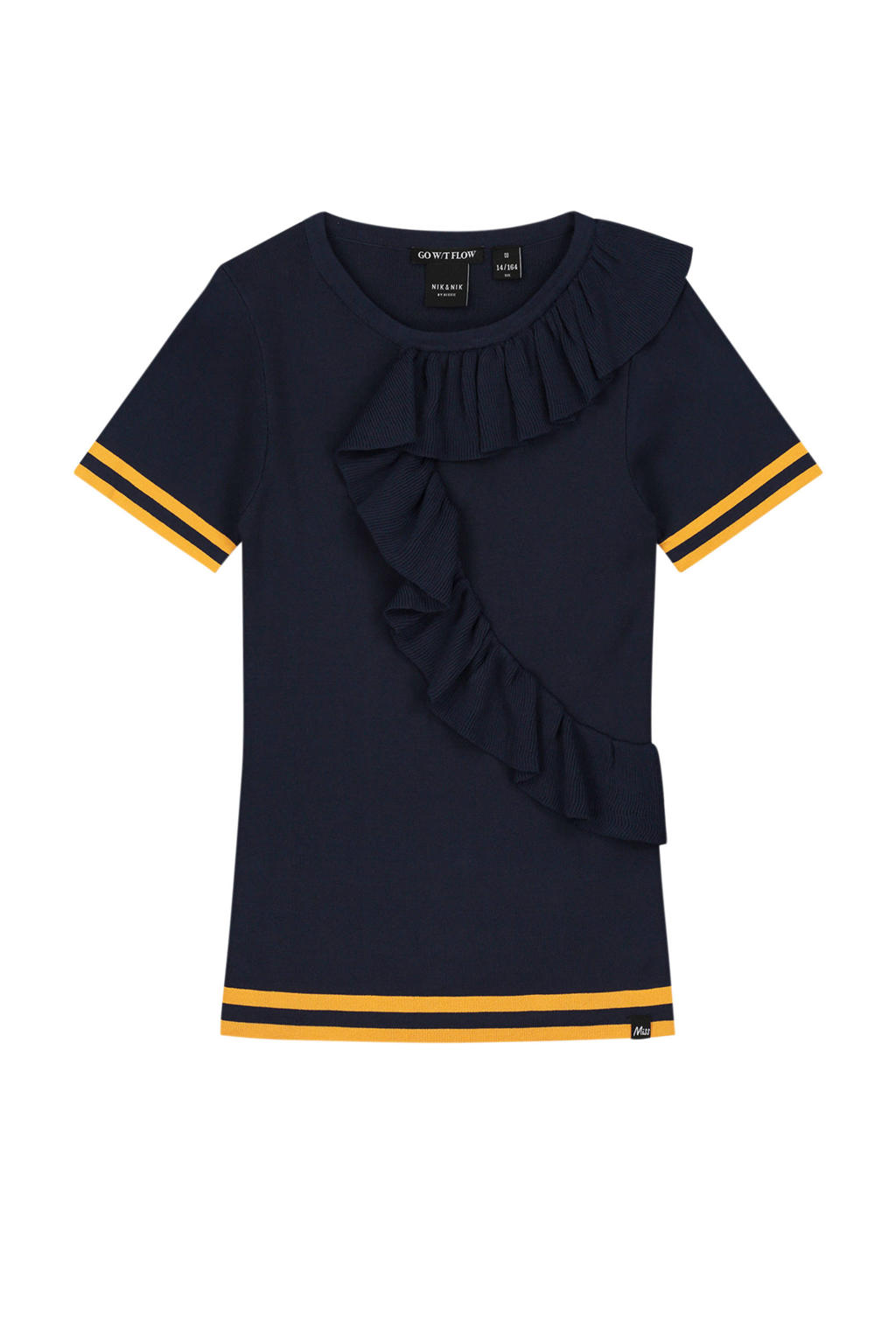 NIK&NIK top Abigail met volant blauw/warm geel | wehkamp