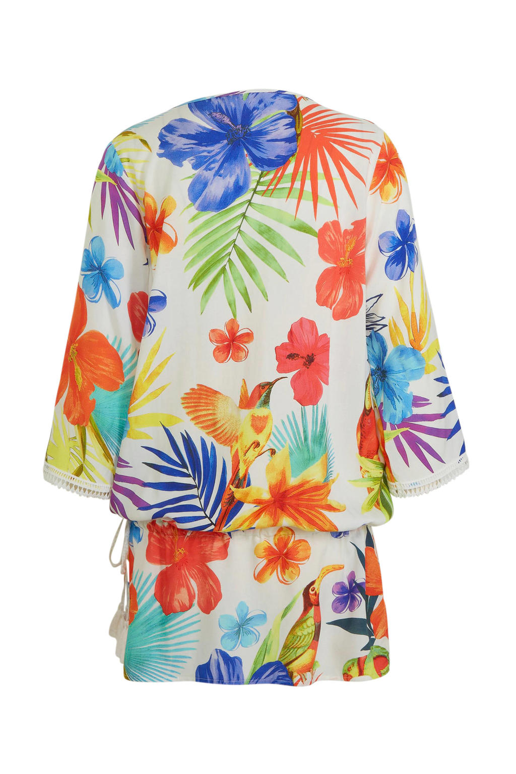Desigual gebloemde strandtuniek wit/blauw/rood | wehkamp