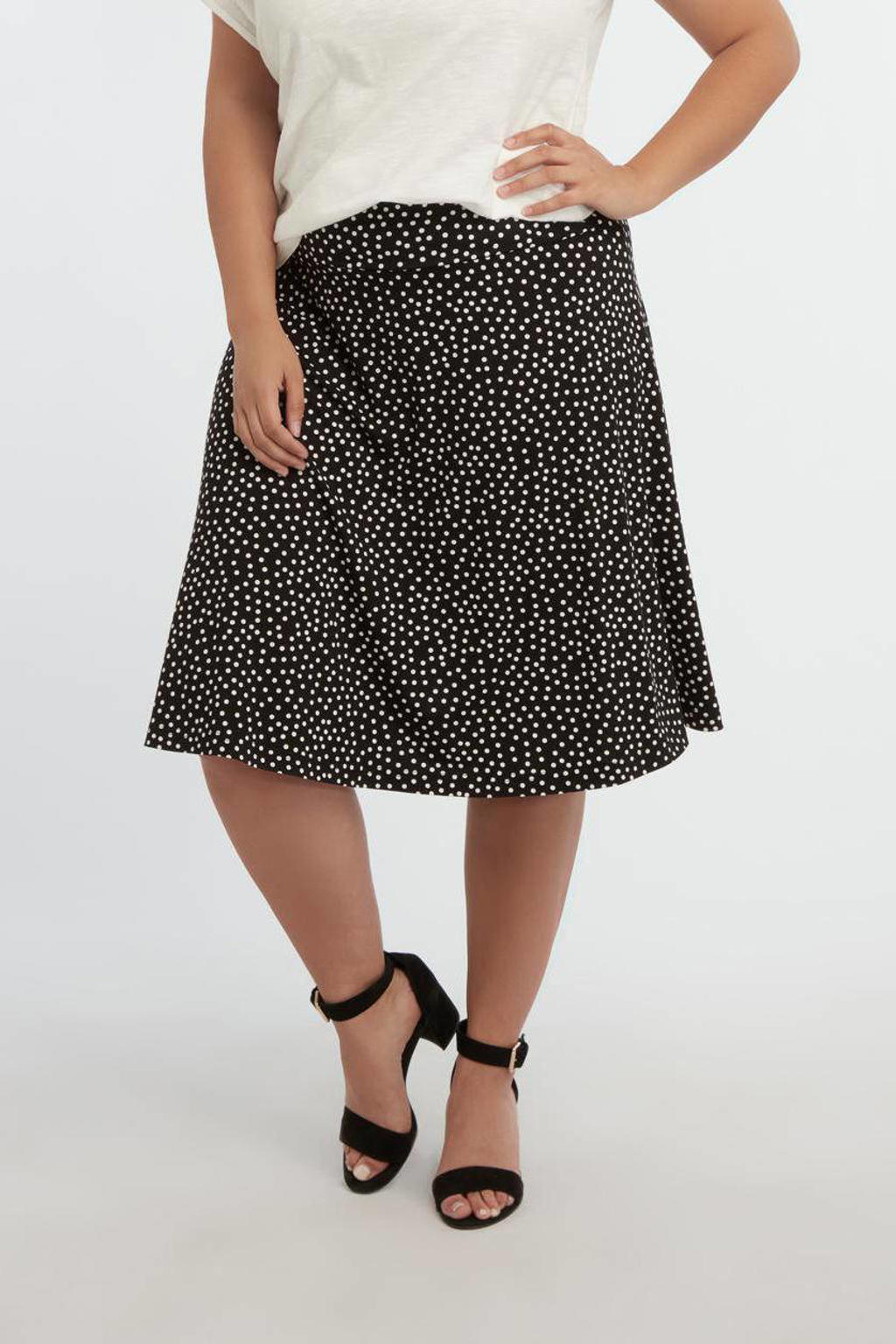 MS Mode rok met stippen zwart/wit | wehkamp