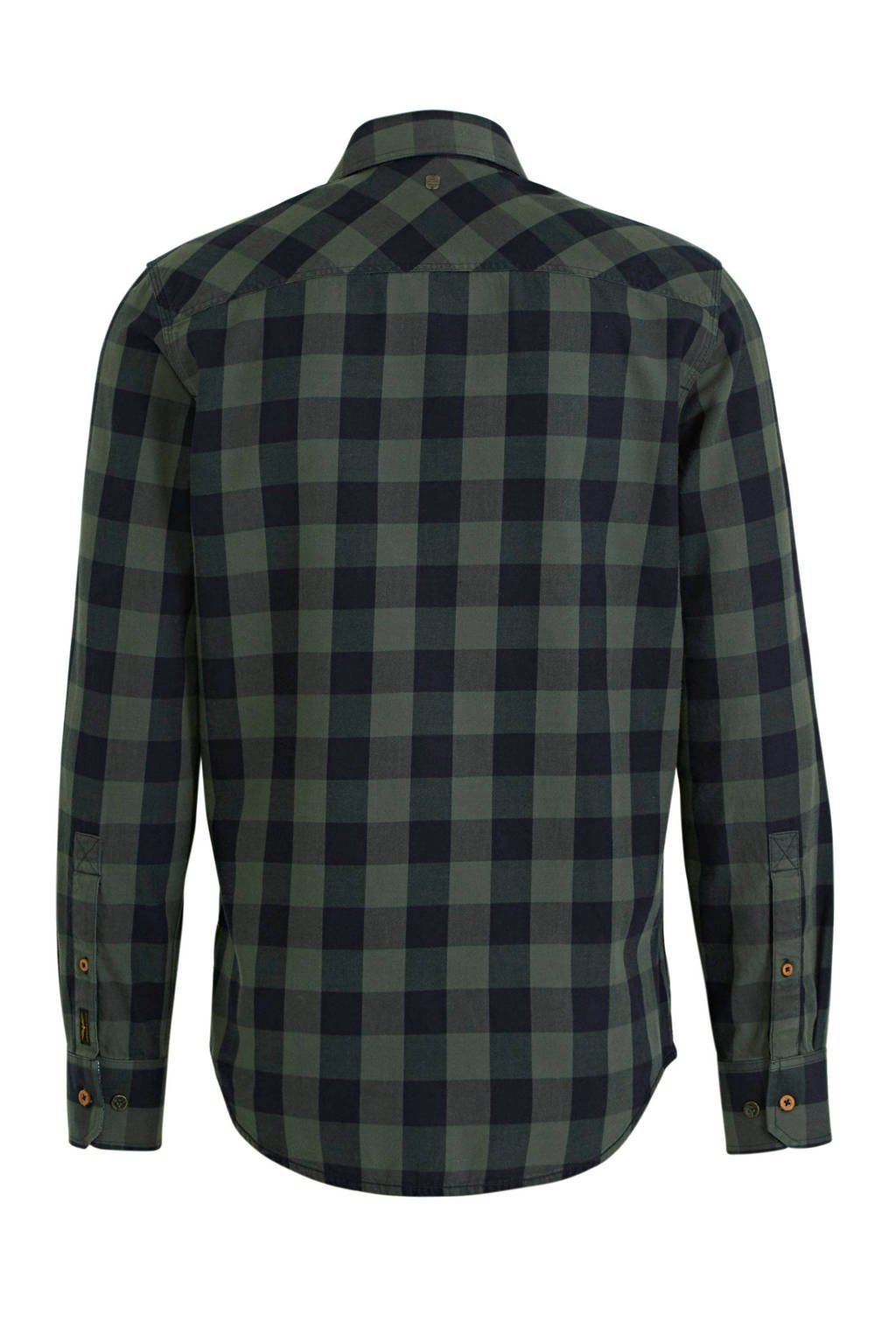 PME Legend geruit regular fit overhemd groen/donkerblauw | wehkamp