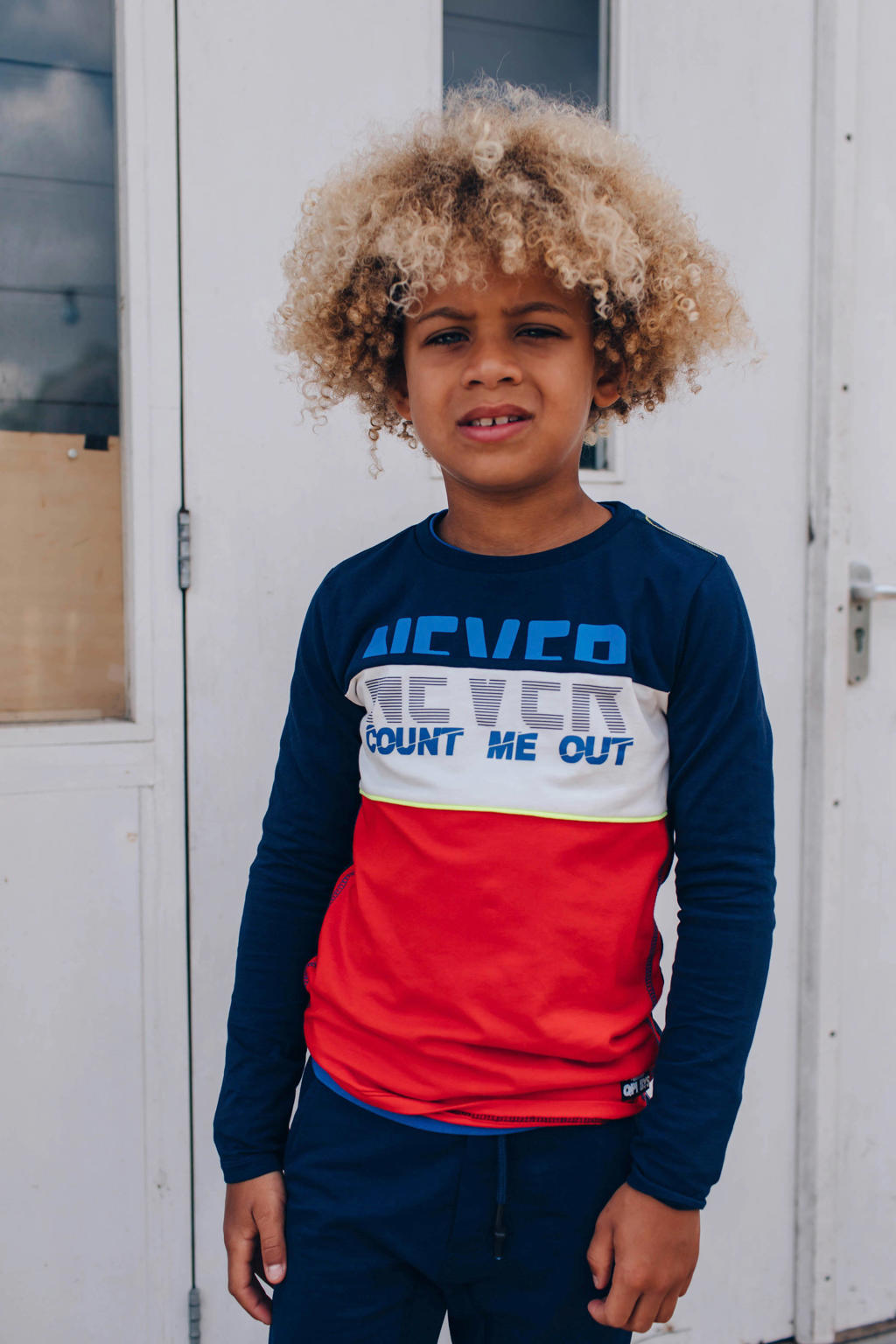 Quapi longsleeve Dan met printopdruk donkerblauw/rood/wit | wehkamp