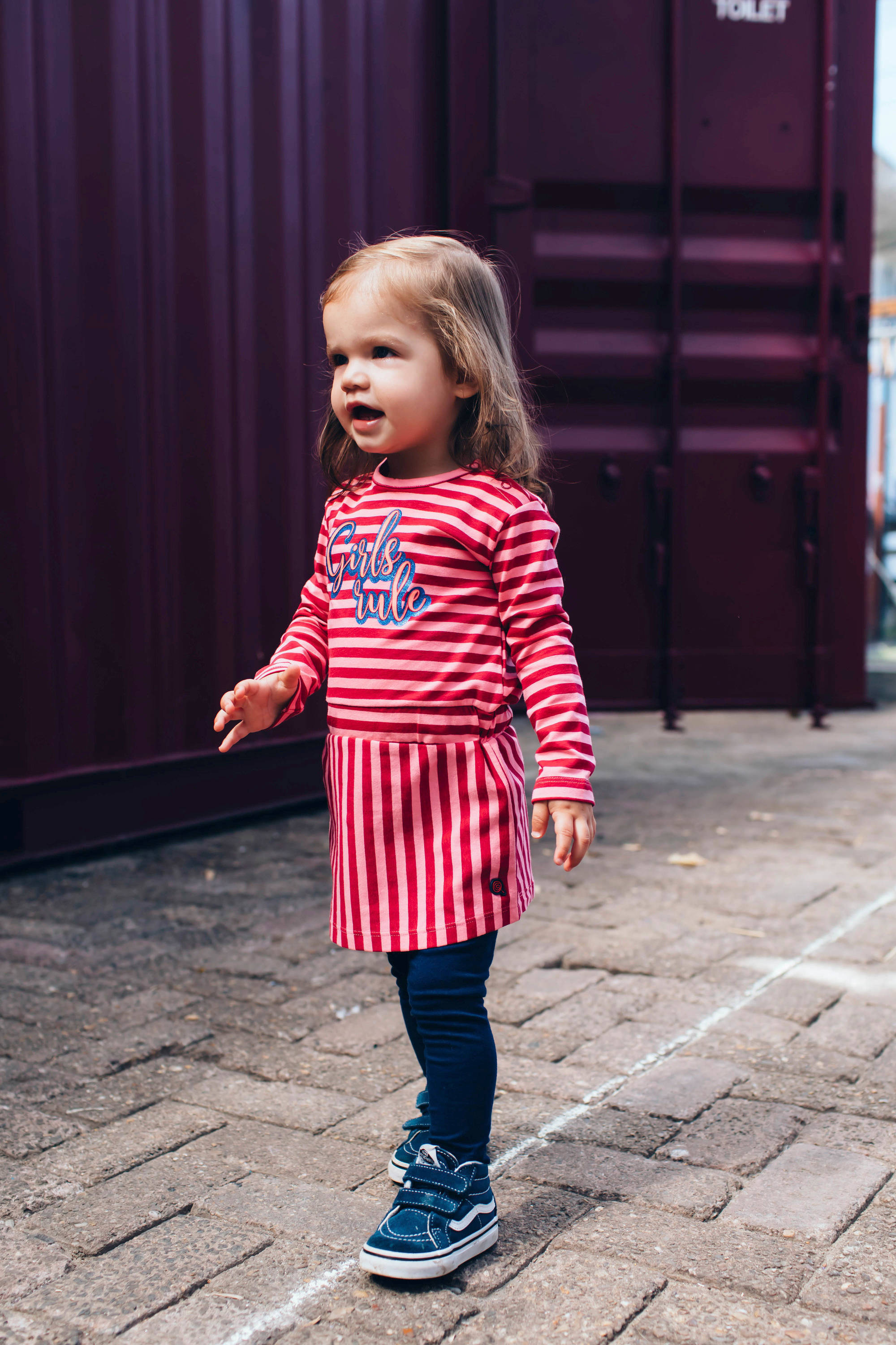 Quapi Mini gestreepte baby jurk Ebby rood/roze | wehkamp