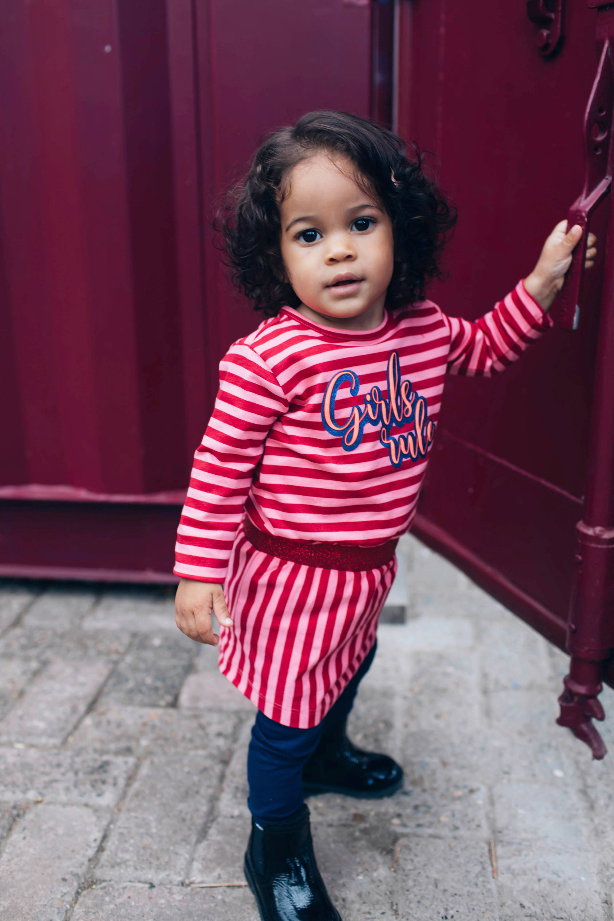 Quapi Mini gestreepte baby jurk Ebby rood/roze | wehkamp