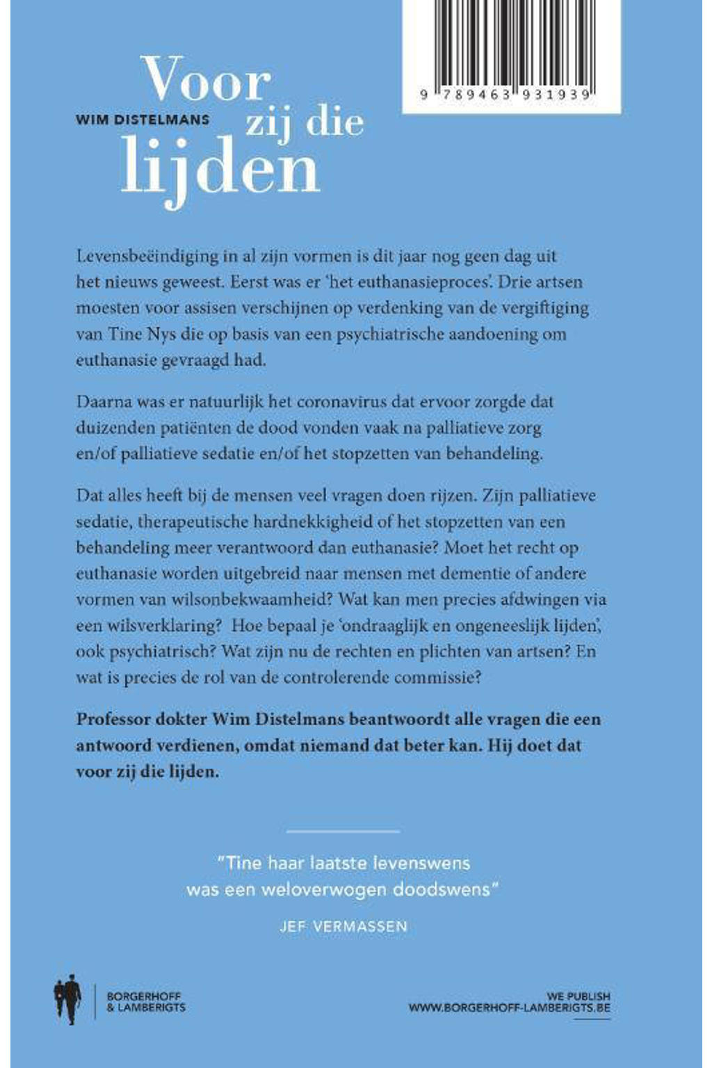 Wim Prof. Distelmans Voor zij die lijden | wehkamp