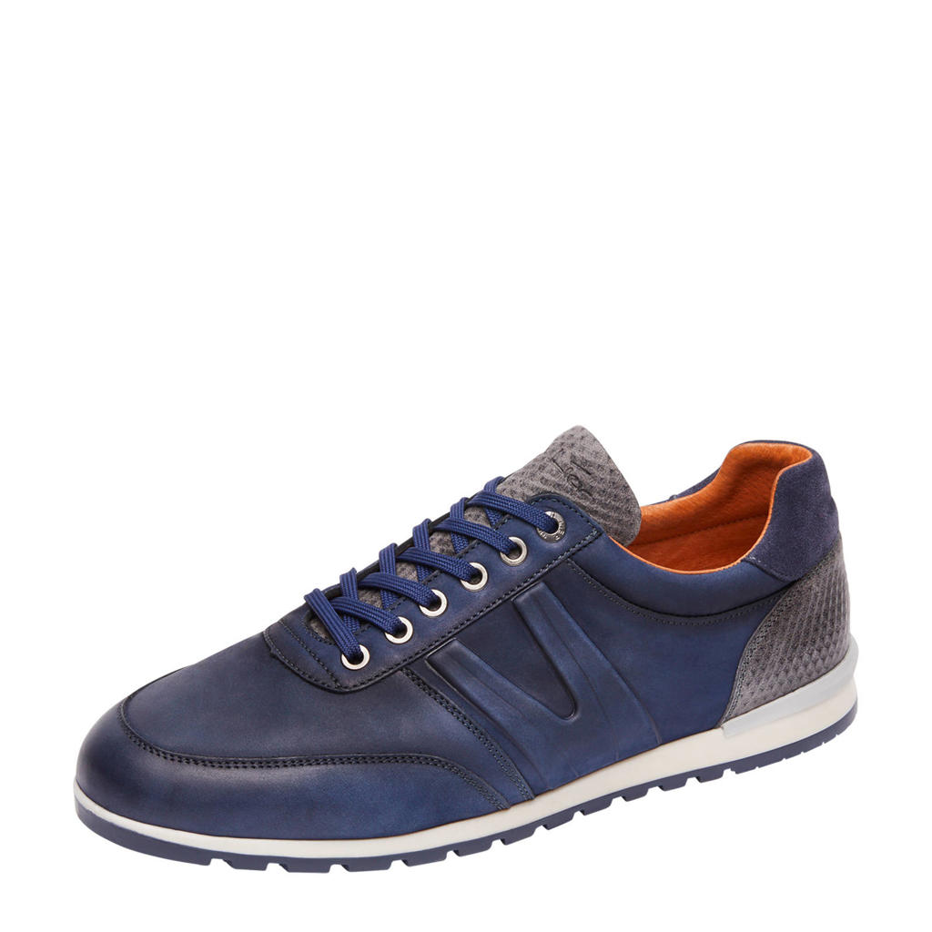 Van Lier nubuck sneakers blauw | wehkamp
