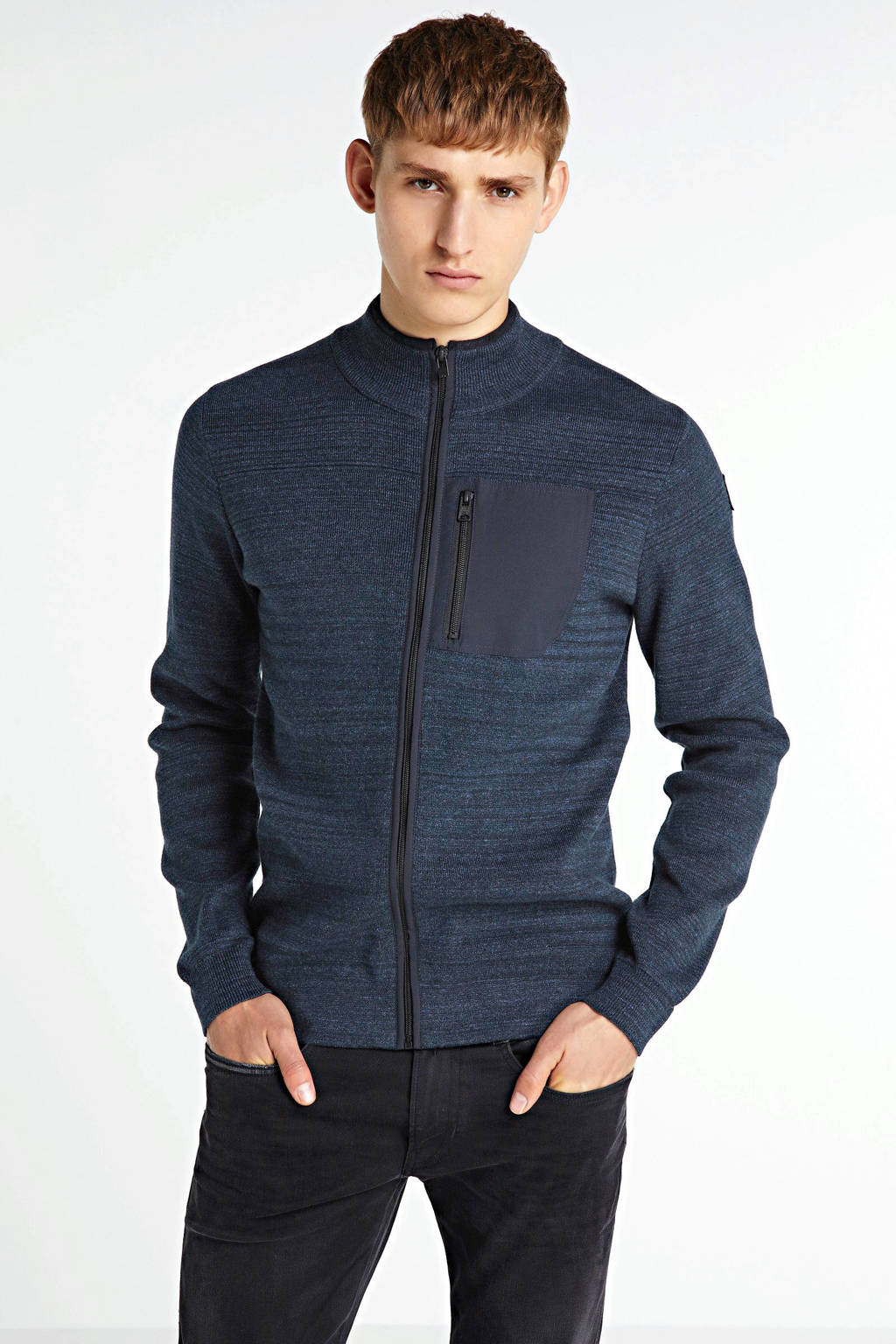 Vanguard gemêleerd vest donkerblauw | wehkamp