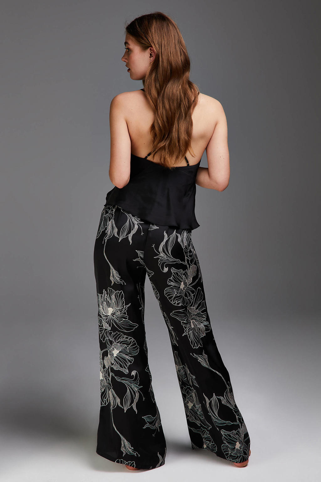 Hunkemöller satijnen pyjamabroek Lotus zwart | wehkamp