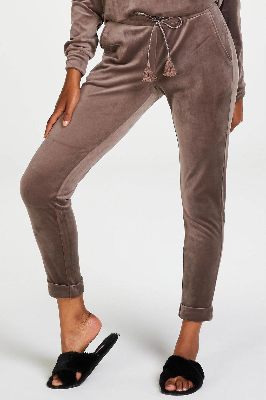 Hunkemöller velours joggingbroek bruin | wehkamp