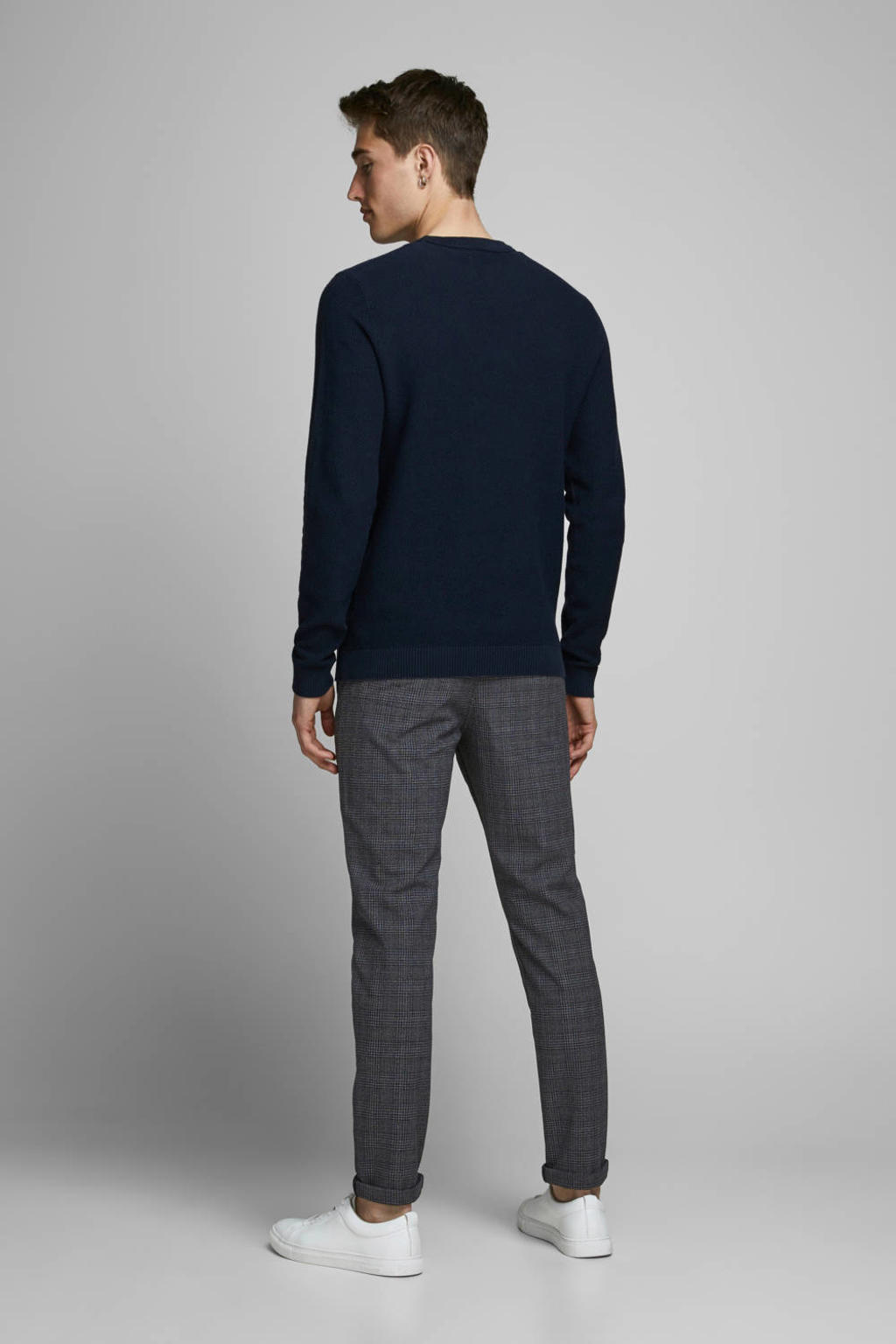 JACK & JONES JEANS INTELLIGENCE geruite slim fit pantalon JJIMARCO JJSTUART zwart | wehkamp