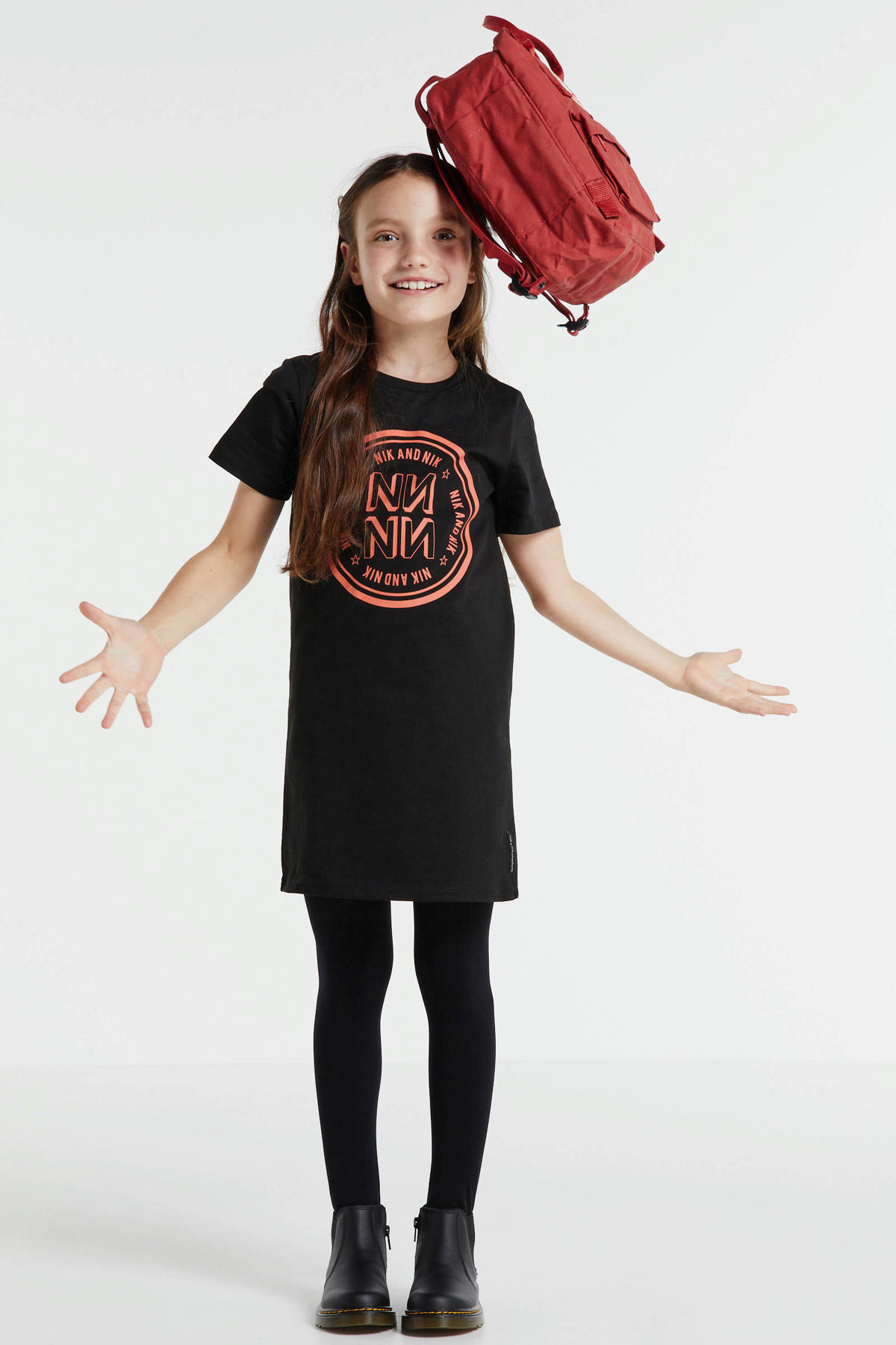 NIK&NIK T-shirtjurk met printopdruk zwart | wehkamp