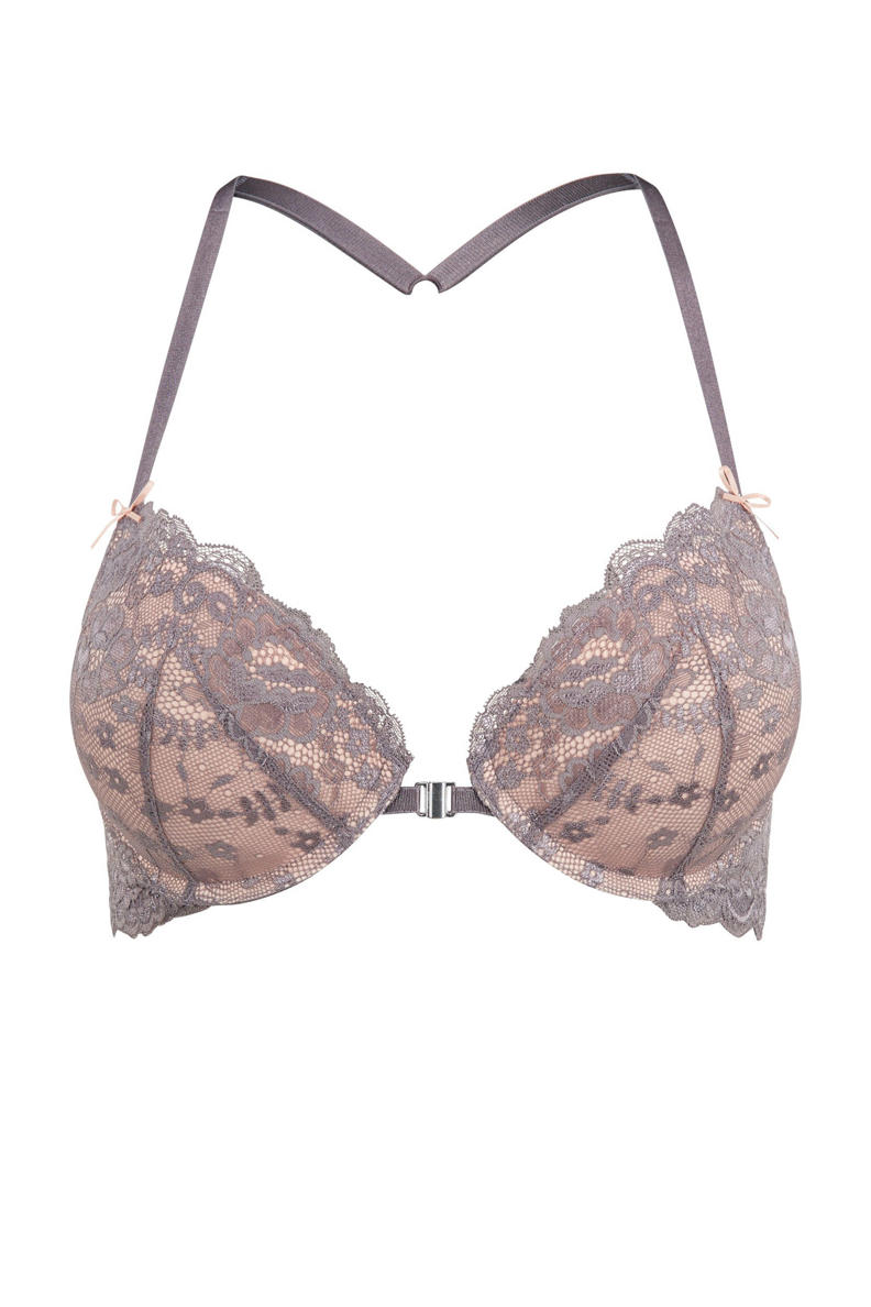 Lascana push-up bh met voorsluiting grijs | wehkamp