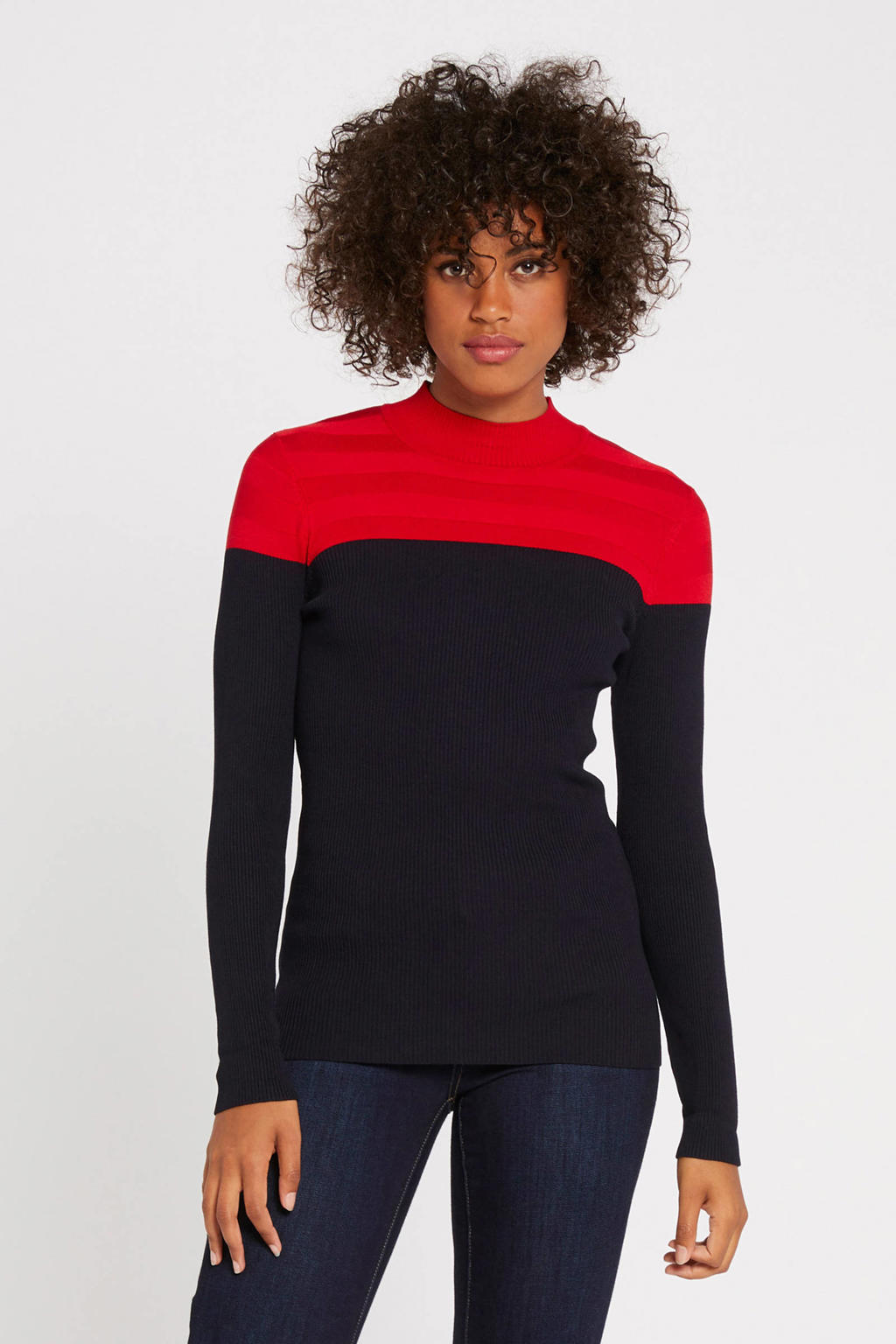 Morgan tweekleurige coltrui rood | wehkamp