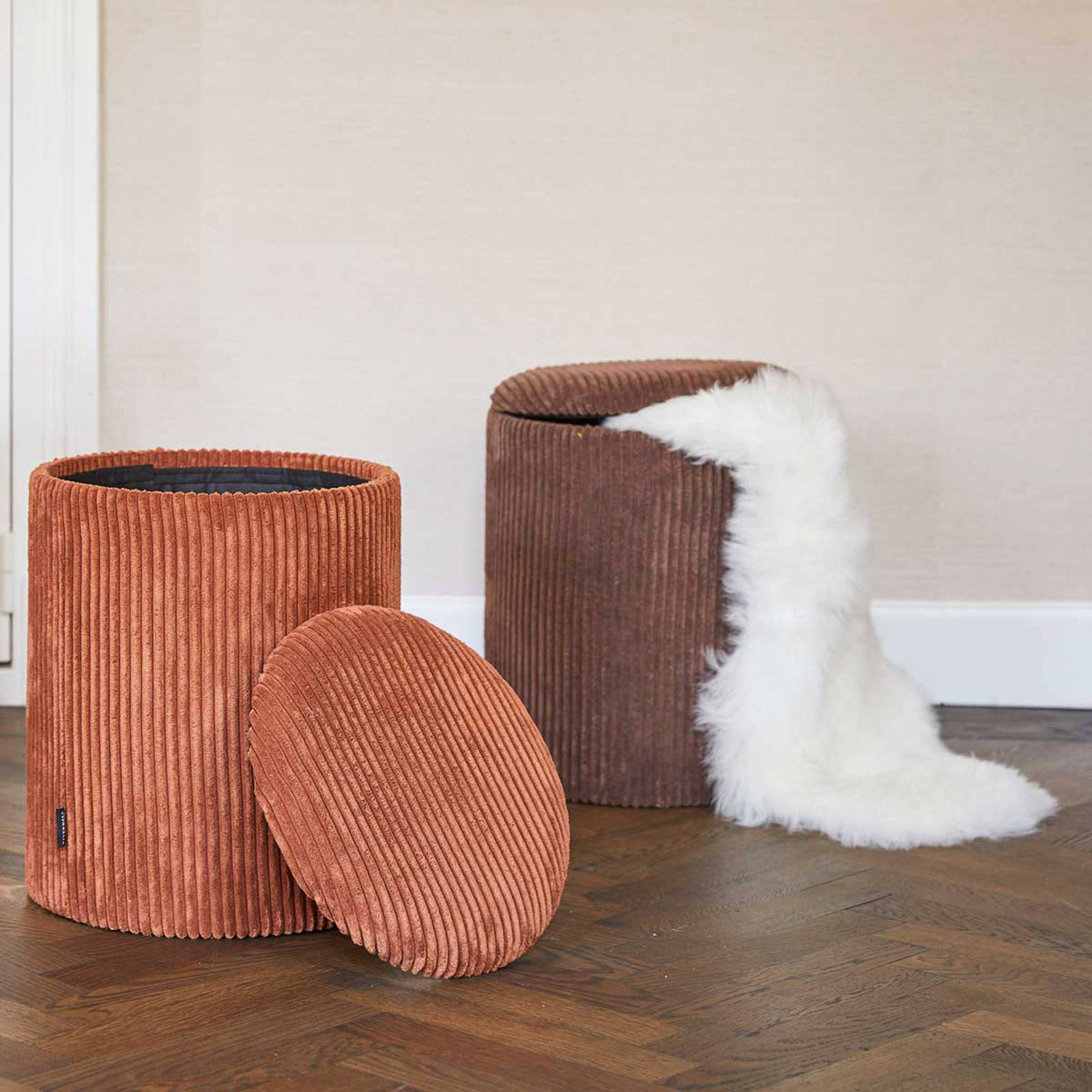 Riverdale opberg poef Luka rib bruin (44cm) | wehkamp