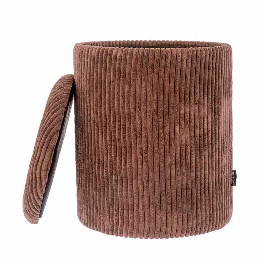 Riverdale opberg poef Luka rib bruin (44cm) | wehkamp
