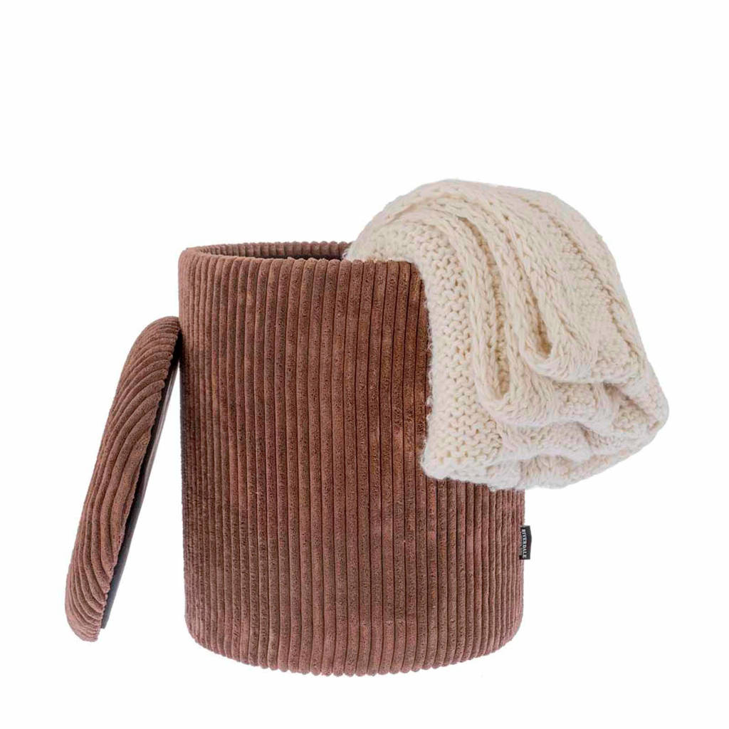 Riverdale opberg poef Luka rib bruin (44cm) | wehkamp