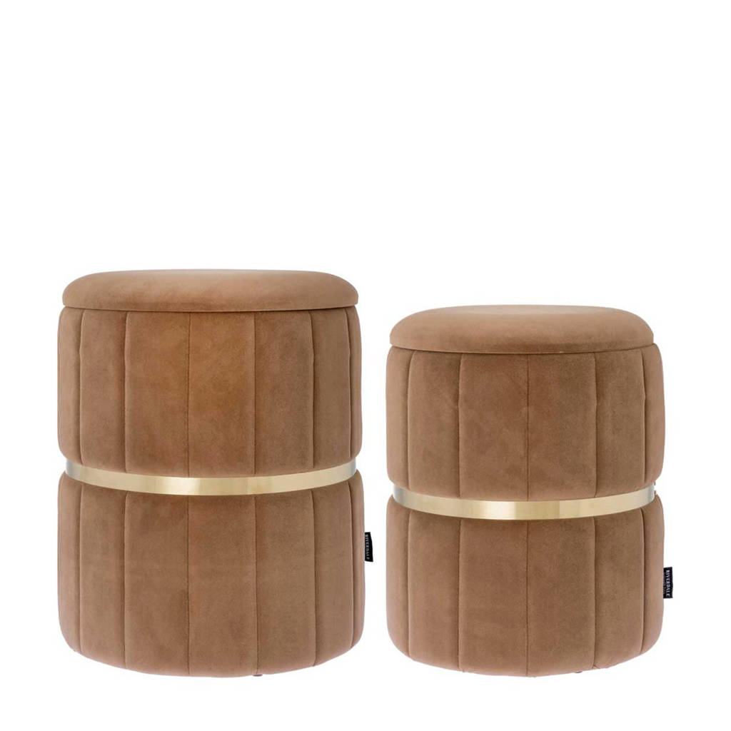 Riverdale opberg poef set Elena beige (44cm) | wehkamp