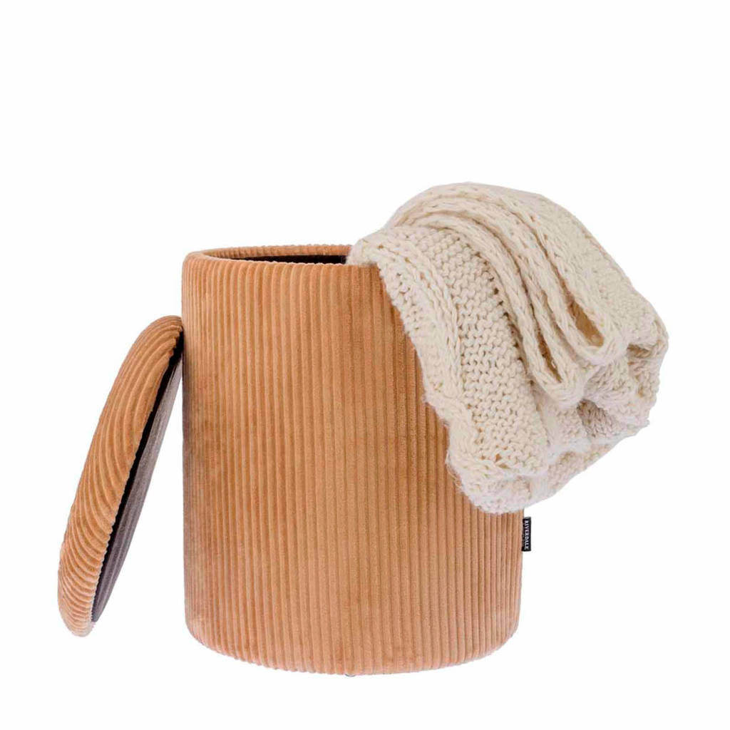 Riverdale opberg poef Luka rib beige (44cm) | wehkamp
