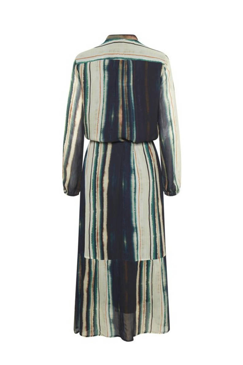Inwear gestreepte maxi jurk Parcy blauw/groen/ecru | wehkamp