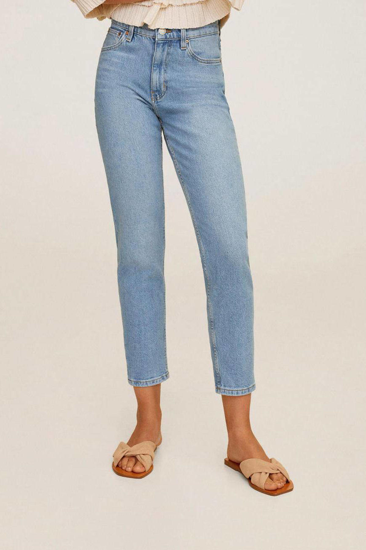 Mango high waist mom jeans light blue denim | wehkamp