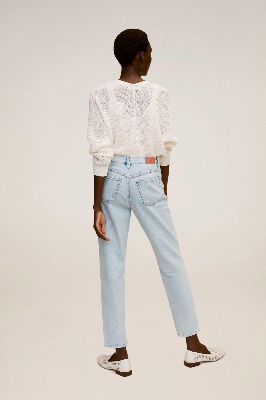 Mango high waist straight fit jeans light blue denim | wehkamp