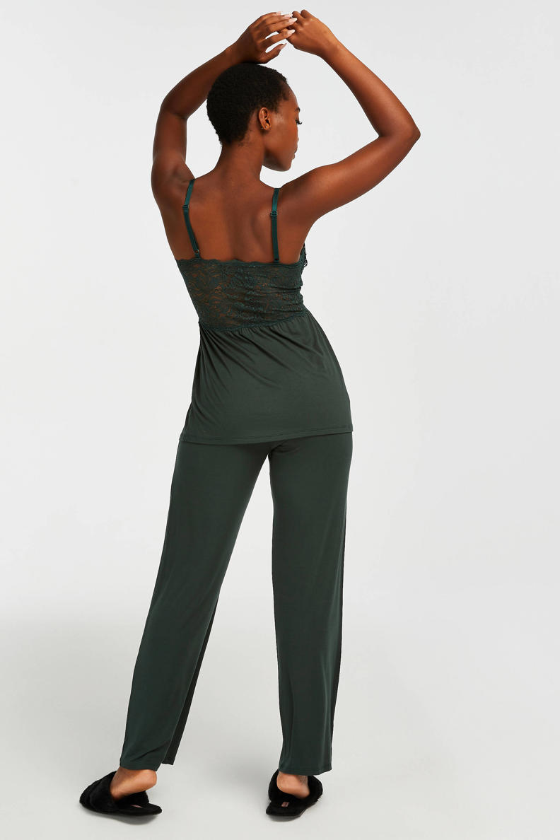 Hunkemöller pyjama Vera donkergroen | wehkamp