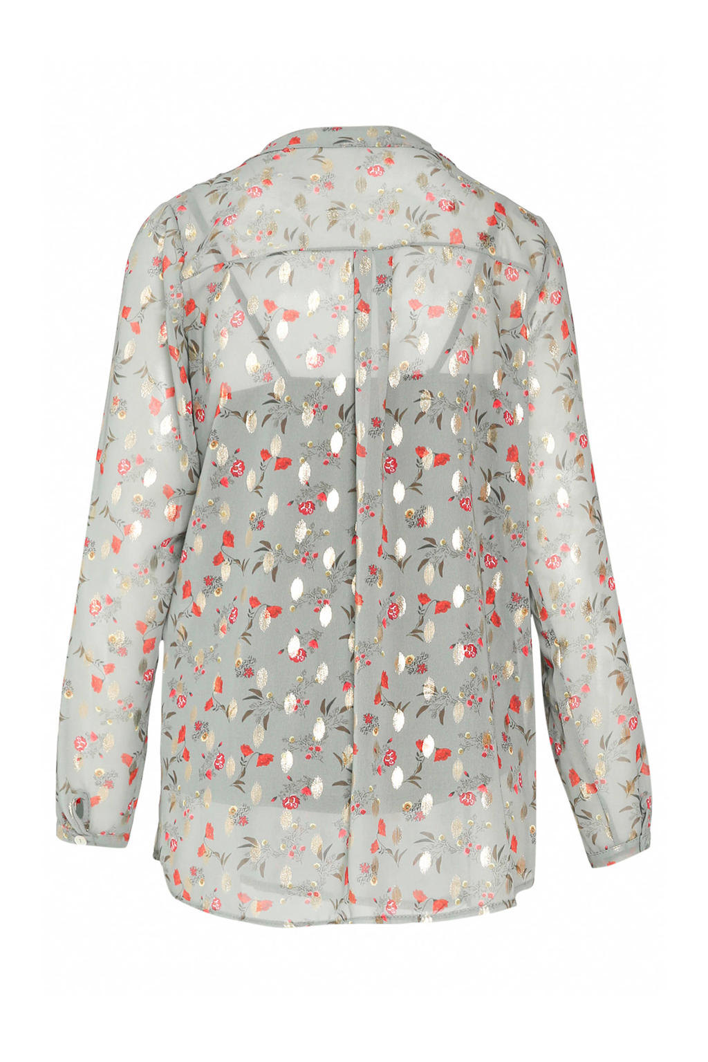 Cassis semi-transparante top met all over print en plooien lichtgroen ...