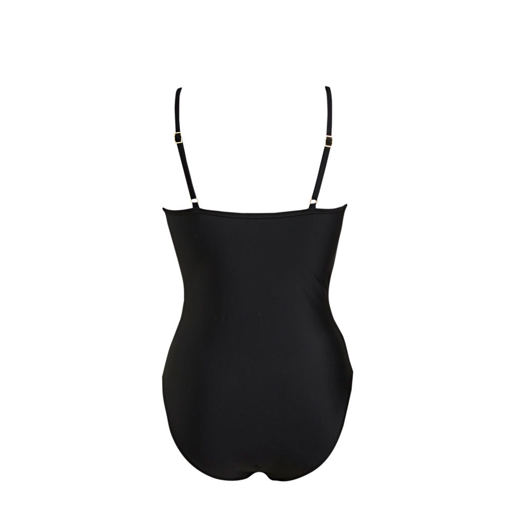 BEACHWAVE corrigerend badpak met mesh details zwart | wehkamp