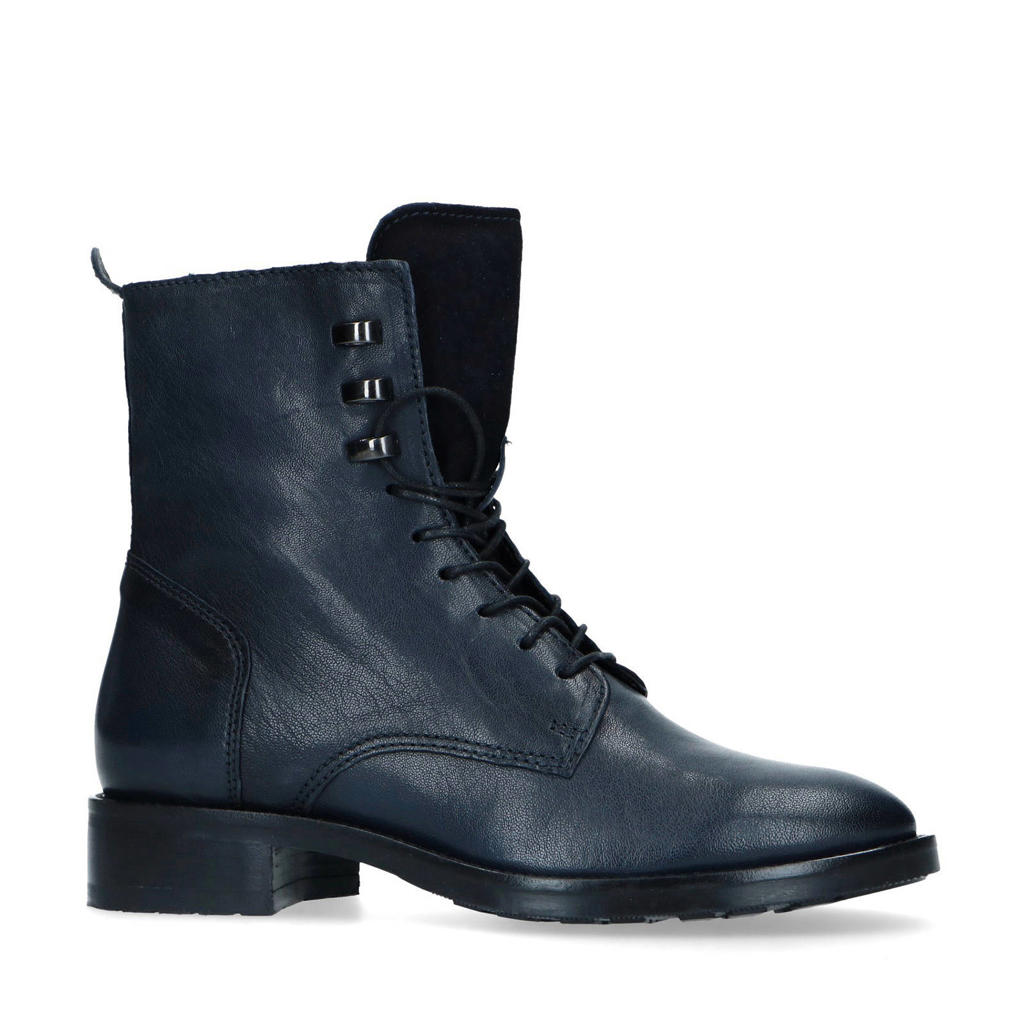 Manfield leren veterboots blauw | wehkamp