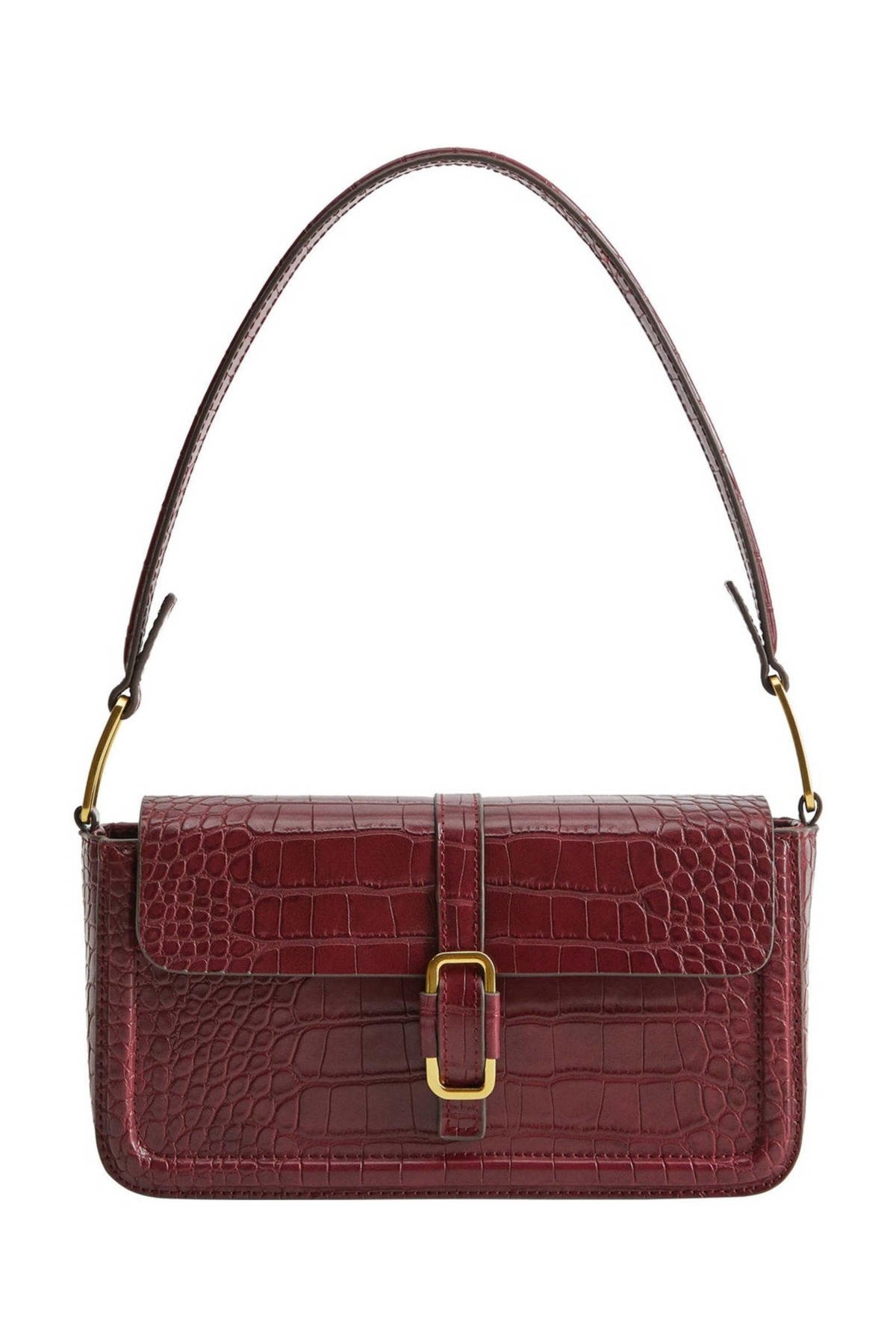 Mango handtas met crocoprint donkerrood | wehkamp