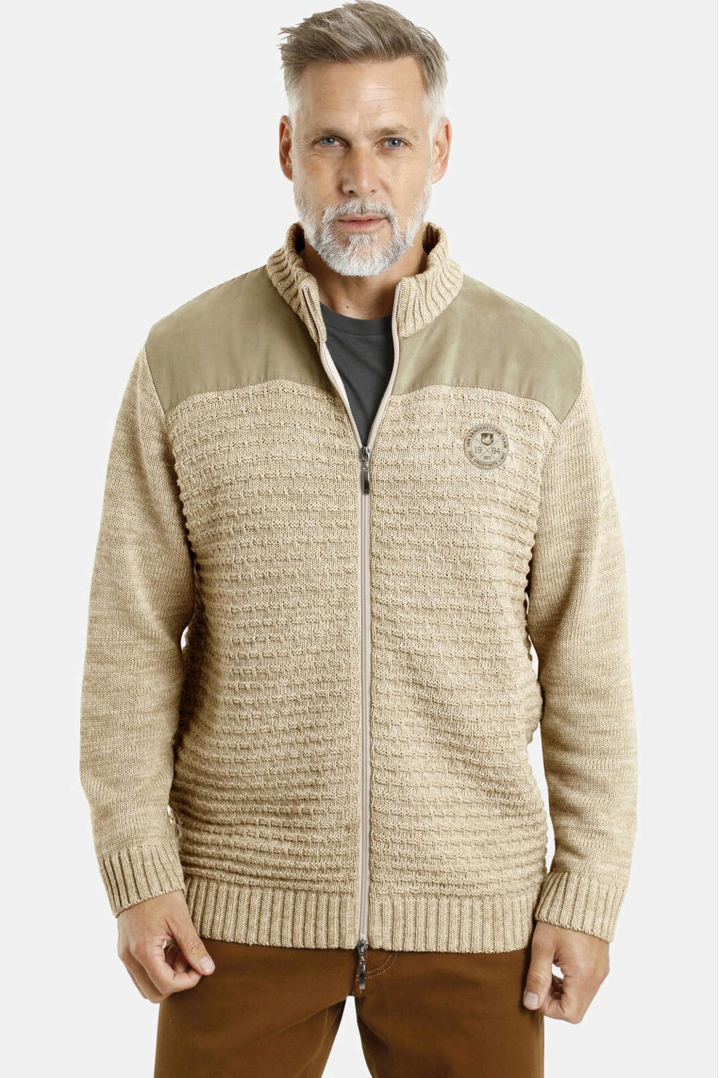 Jan Vanderstorm vest Plus Size GYLFE beige | wehkamp