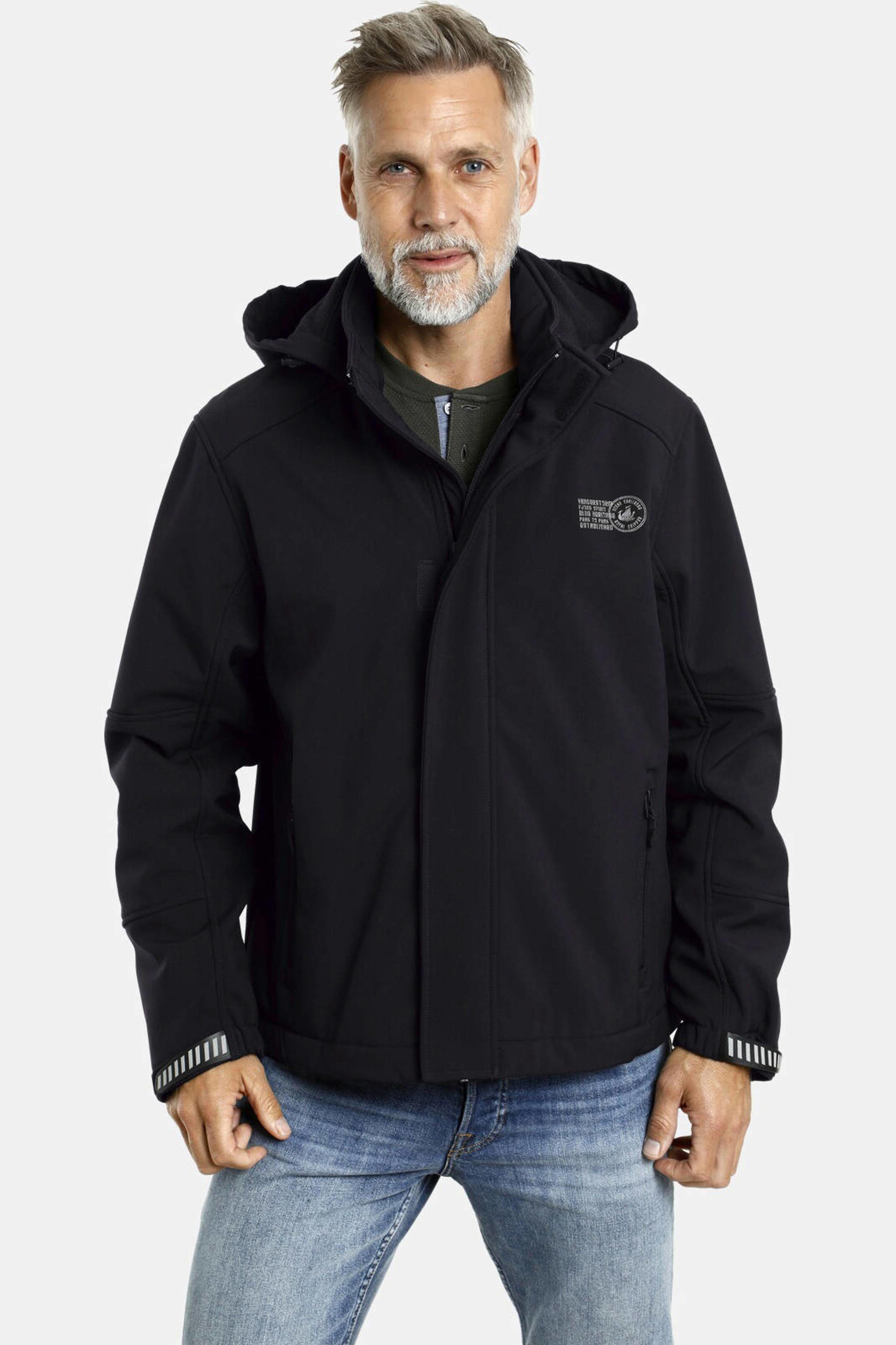 Jan Vanderstorm softshell jas Plus Size MENNE zwart | wehkamp