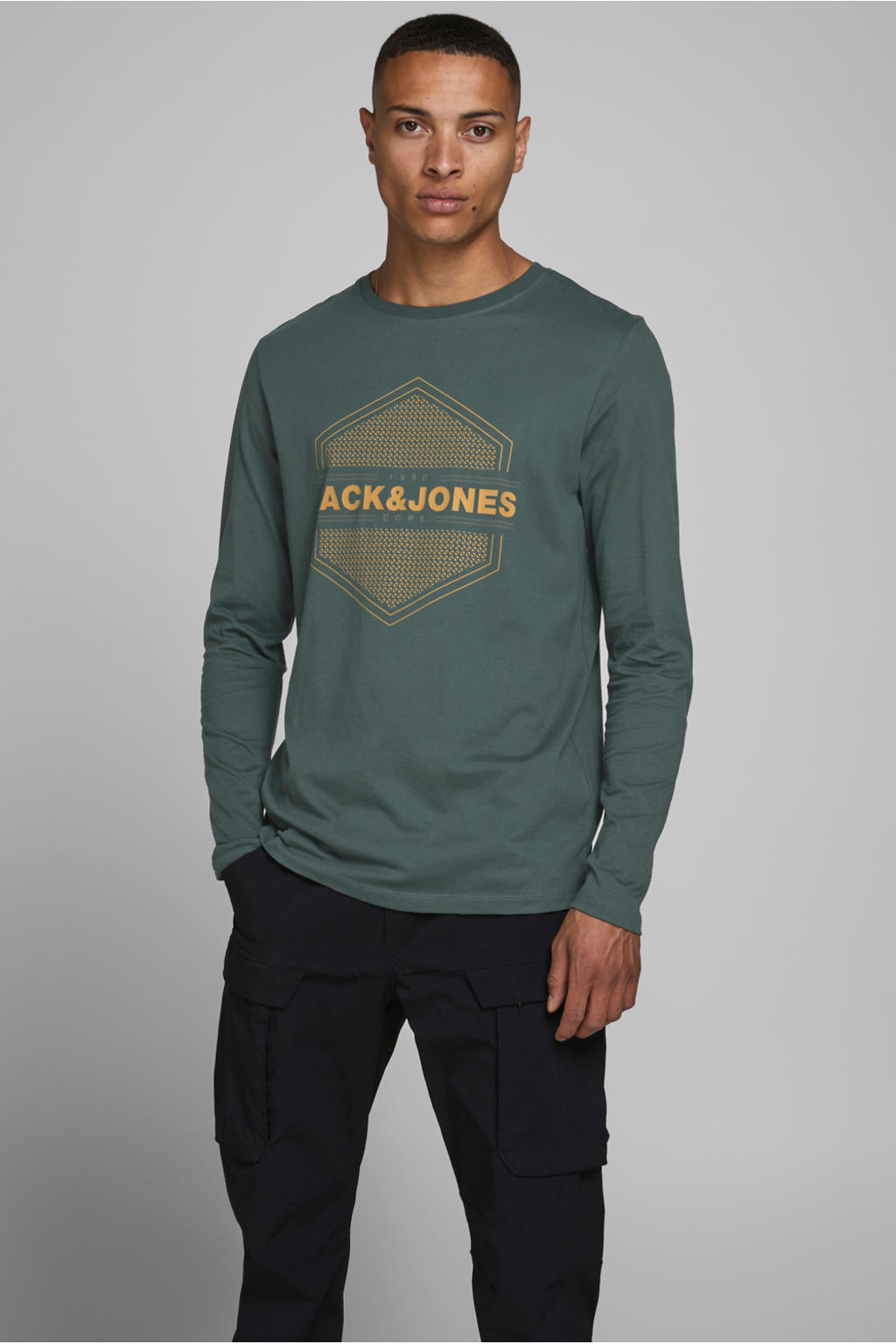 JACK & JONES CORE longsleeve met logo groen | wehkamp
