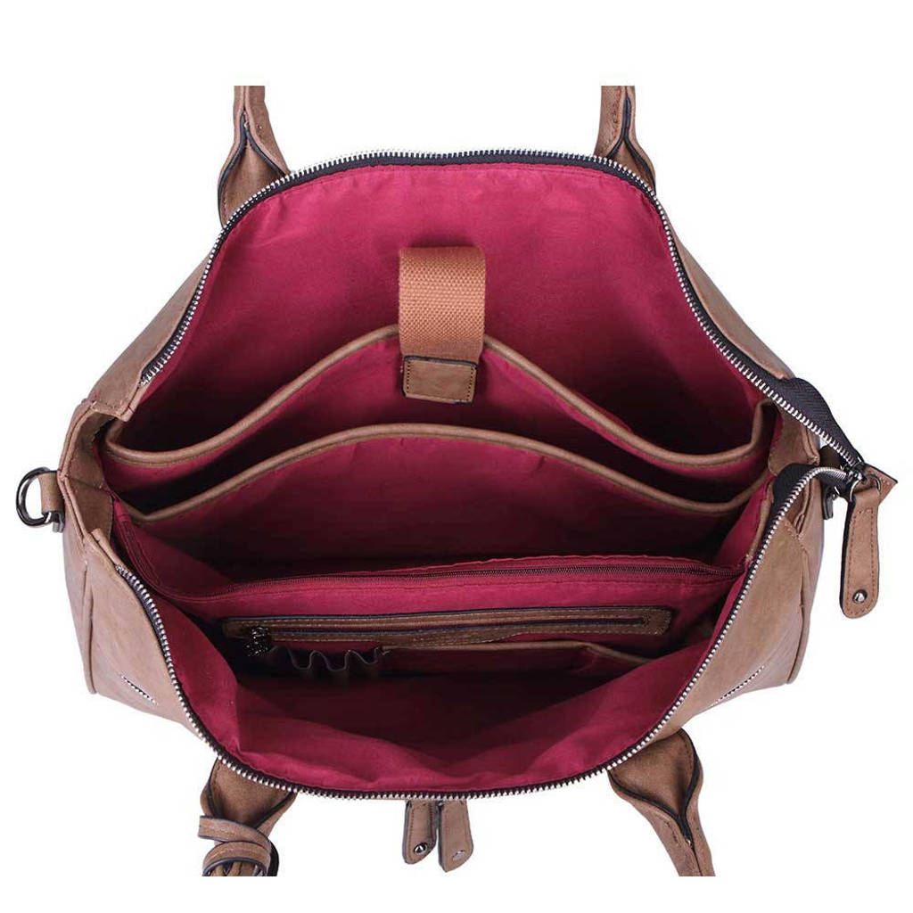 Wimona 15 inch laptoptas Fabiana-Two taupe | wehkamp